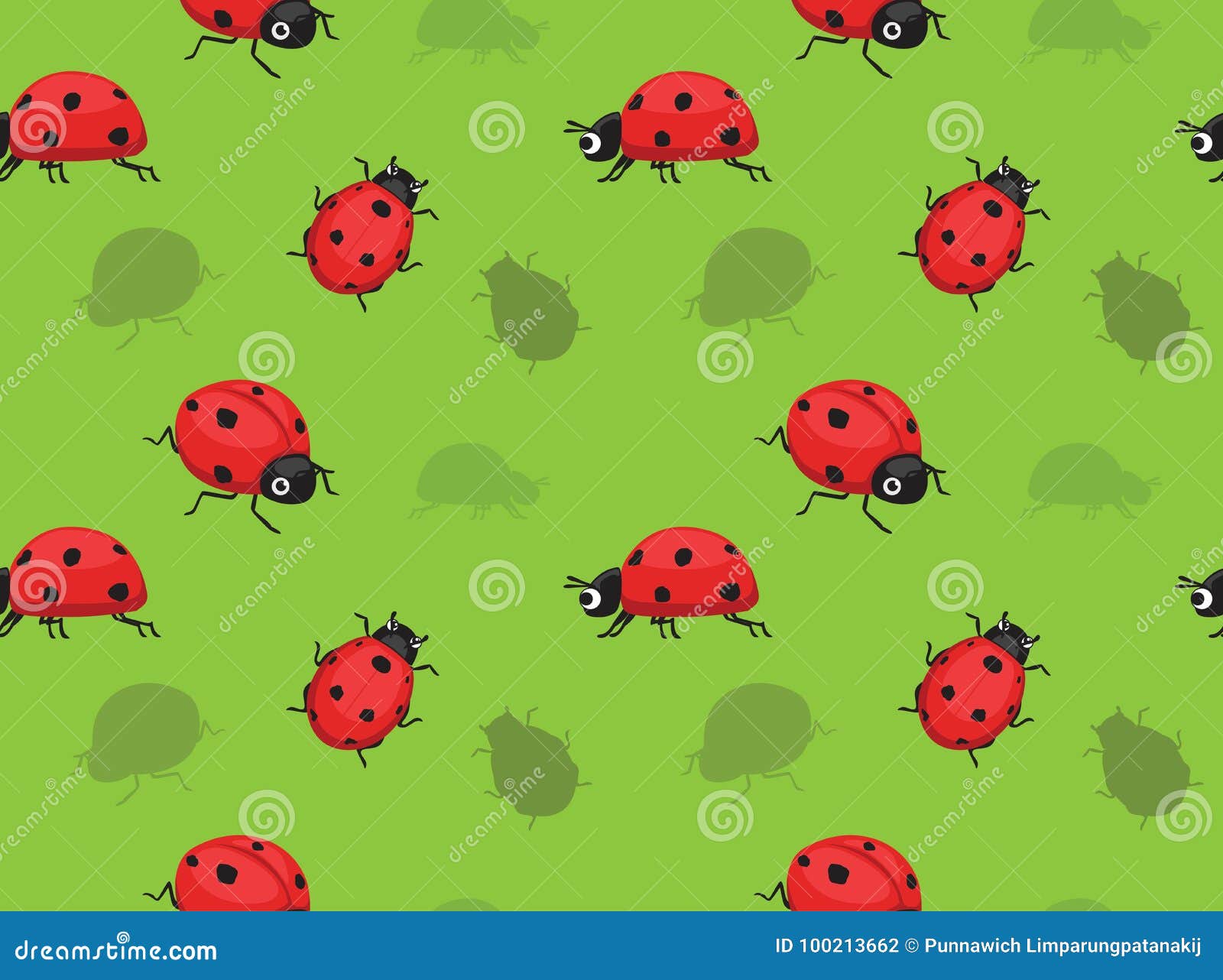 Ladybug Cartoon Seamless Wallpaper Stock Vector - Illustration of ...