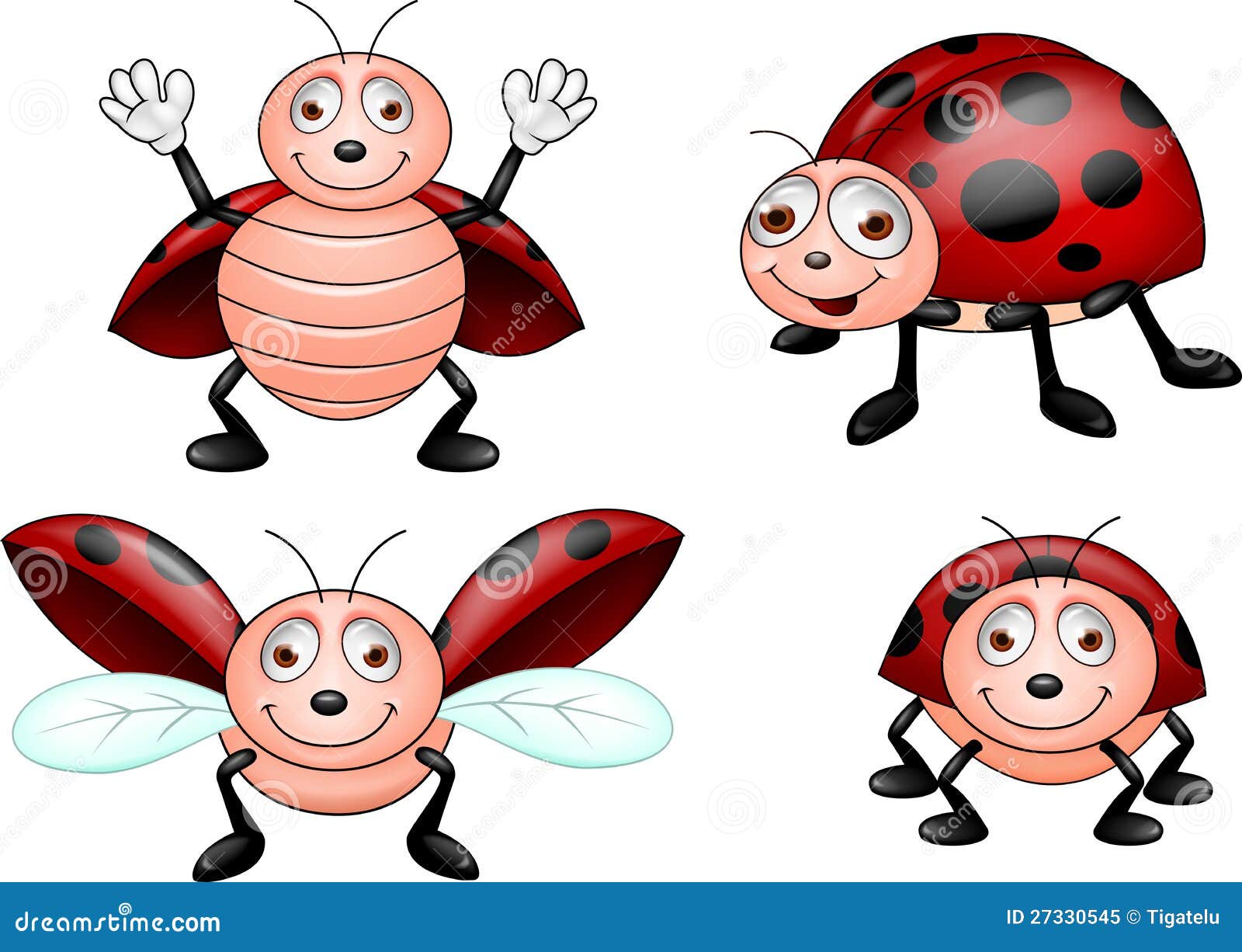 Ladybug cartoon set stock vector. Illustration of black - 27330545