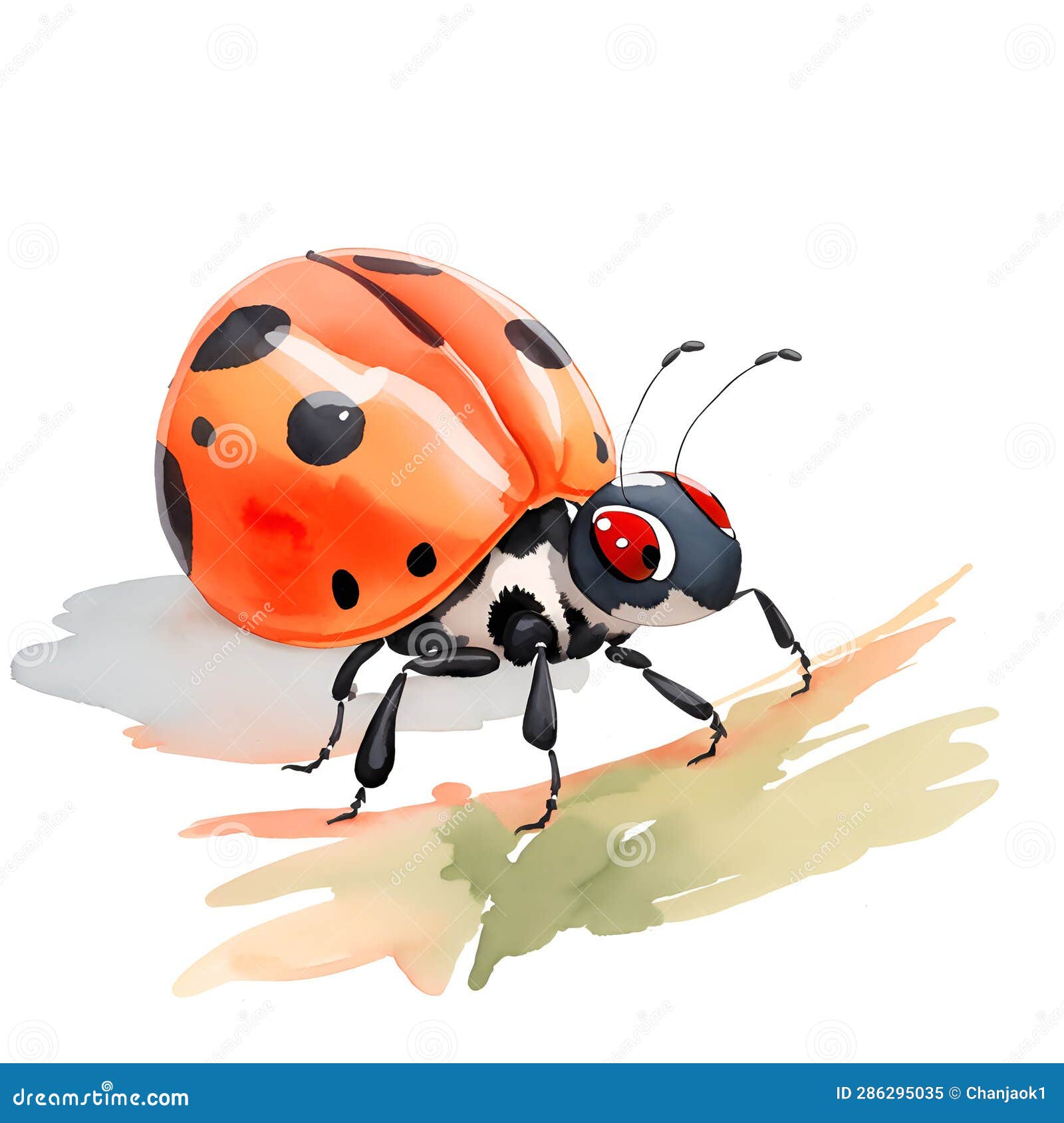 Ladybug In Cartoon Style. Ladybug Isolated On White Background ... Ladybug In Cartoon Style. Ladybug Isolated On White Background ...