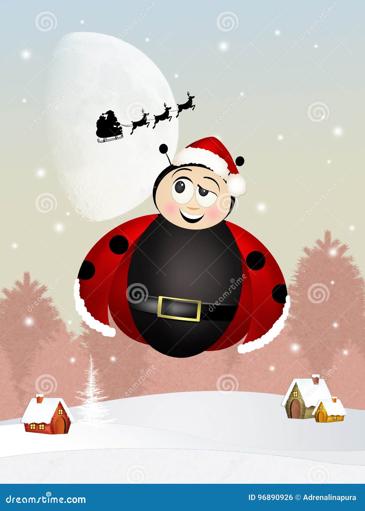 Ladybug at Christmas stock illustration. Illustration of greeting ...