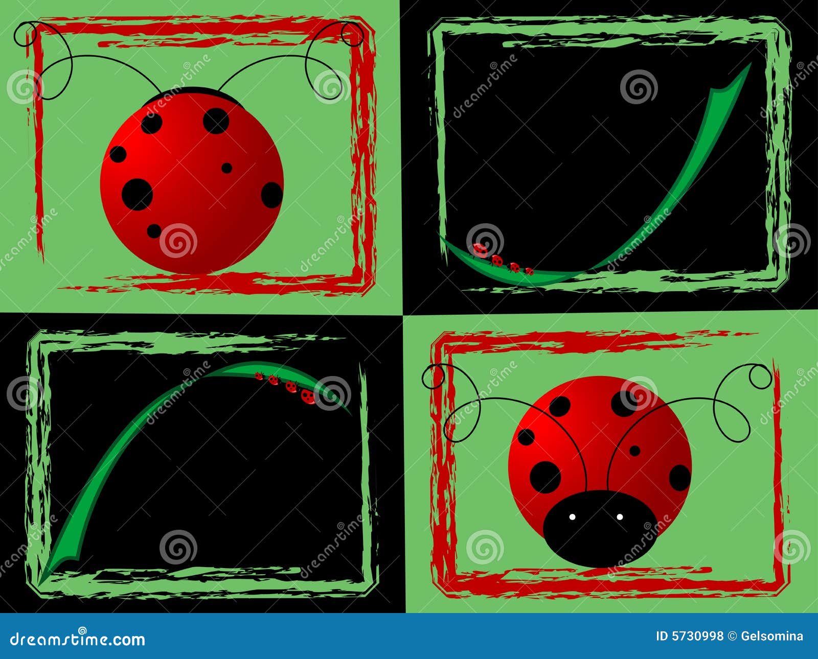 Ladybug collage stock vector. Illustration of abstract - 5730998