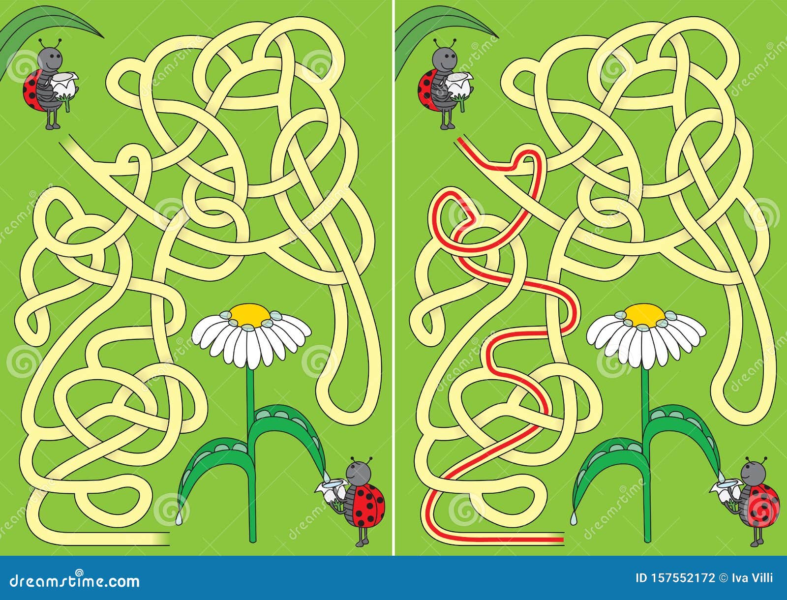 Ladybug maze stock vector. Illustration of education - 157552172