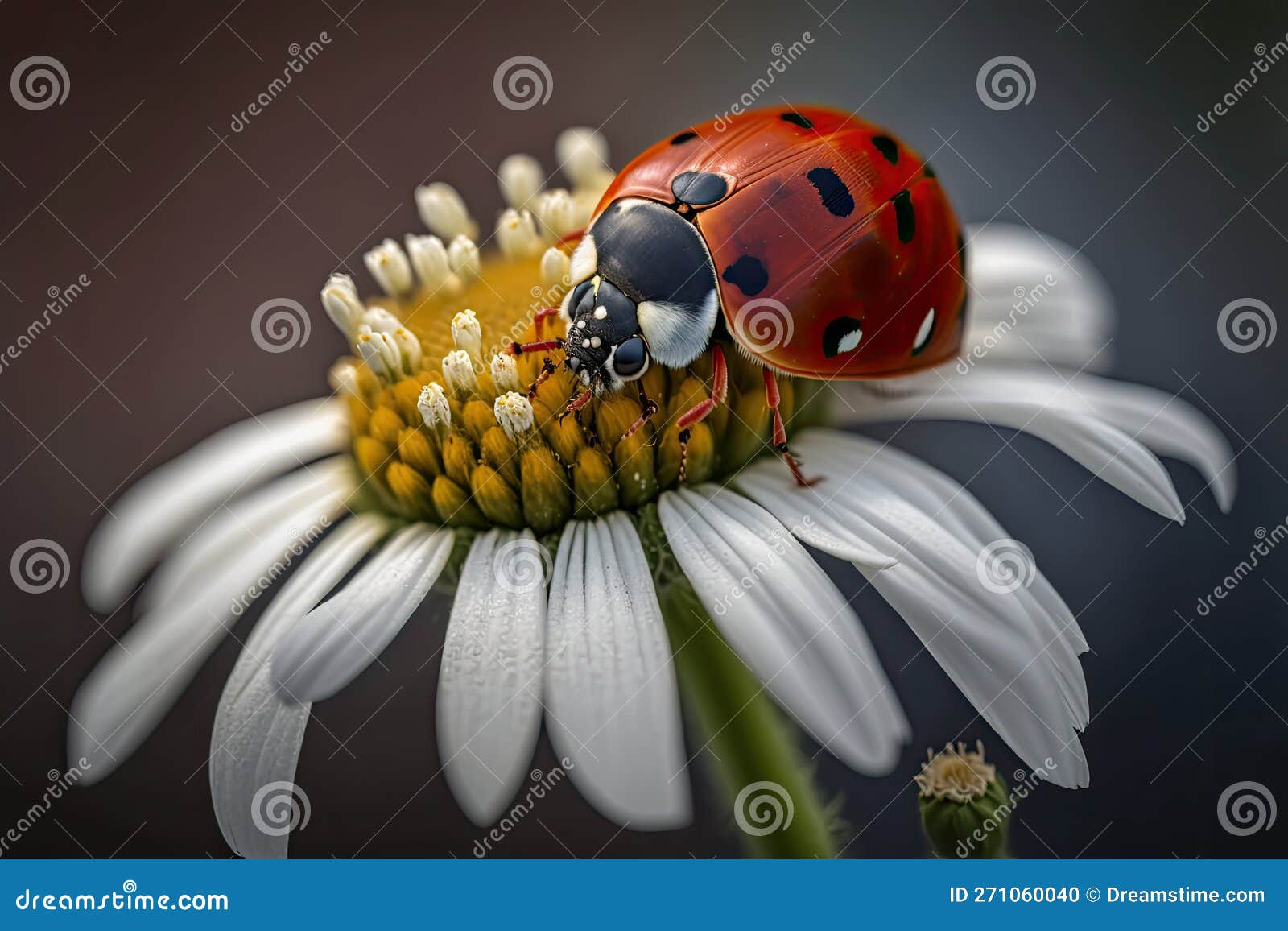 Ladybug with Daisy Flower. Illustration AI Generative Stock ...