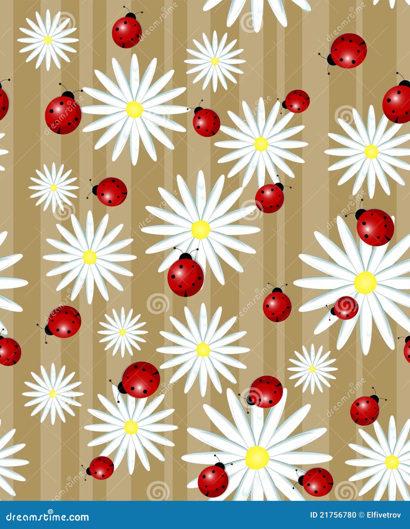 Ladybug And Daisy - Seamless Texture Vector Illustration ...