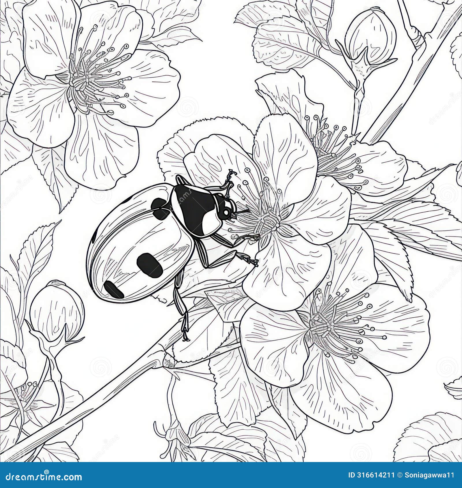 Ladybug Drawing, Illustration, Vector | CartoonDealer.com #160173811