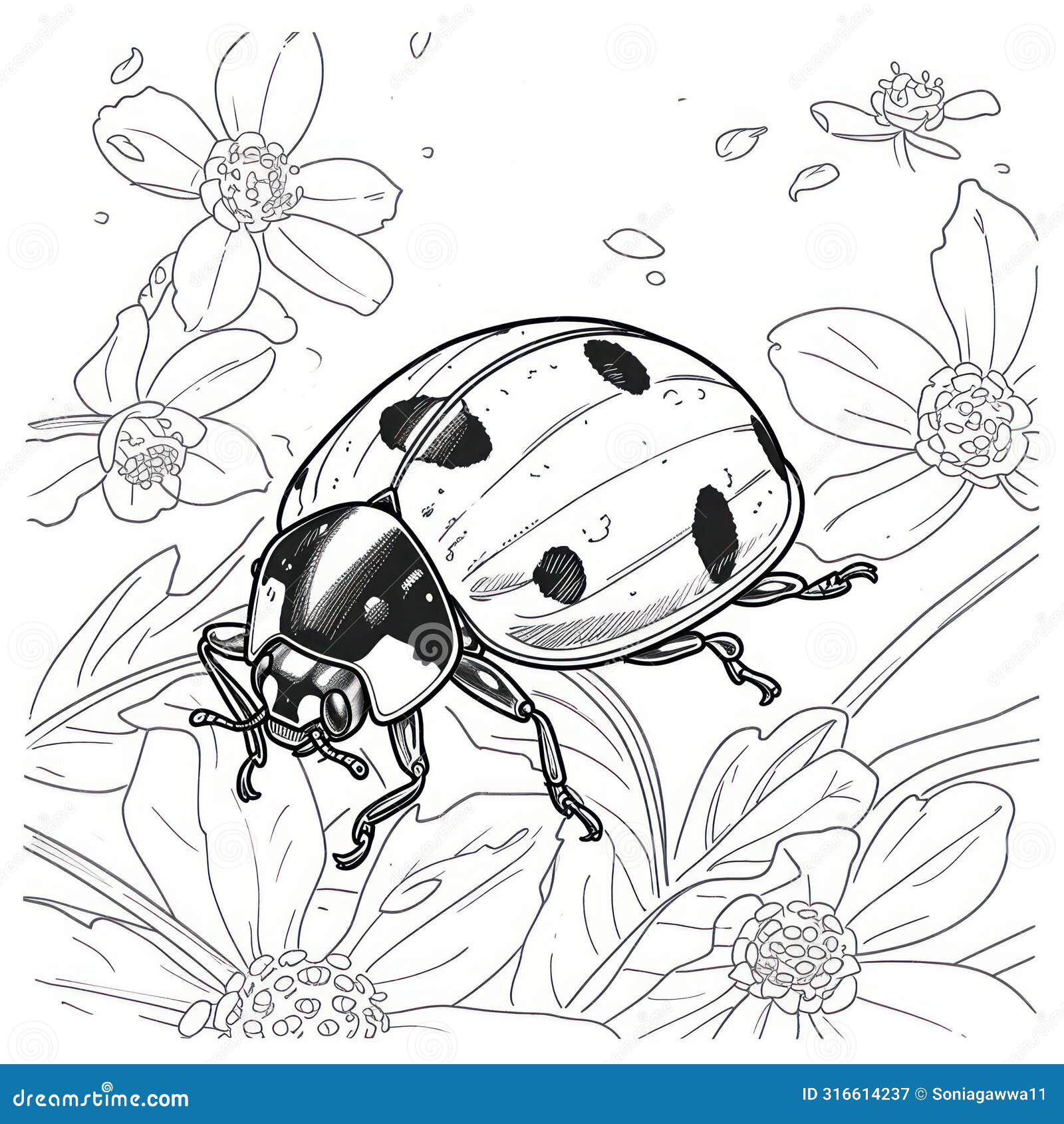Ladybug Drawing Coloring Book Page Royalty-Free Stock Photo ...