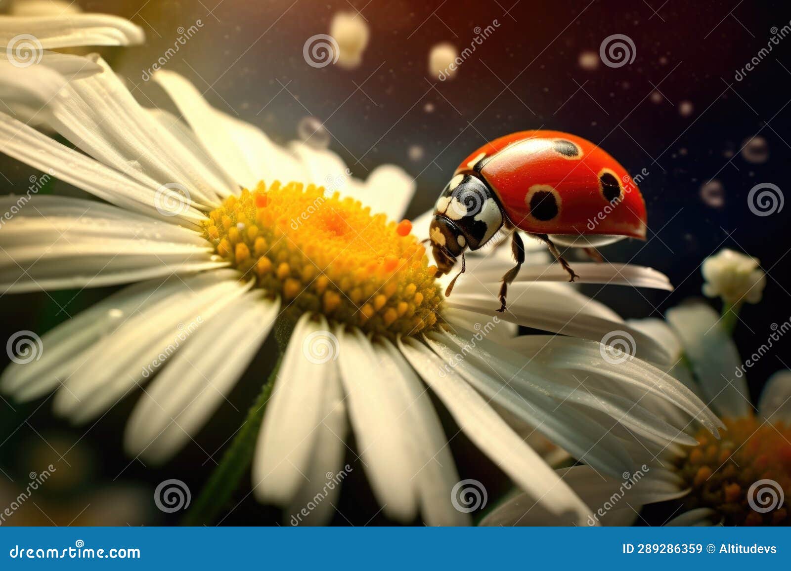 Ladybug Exploring a Daisys Pollen Center Stock Image - Image of ...