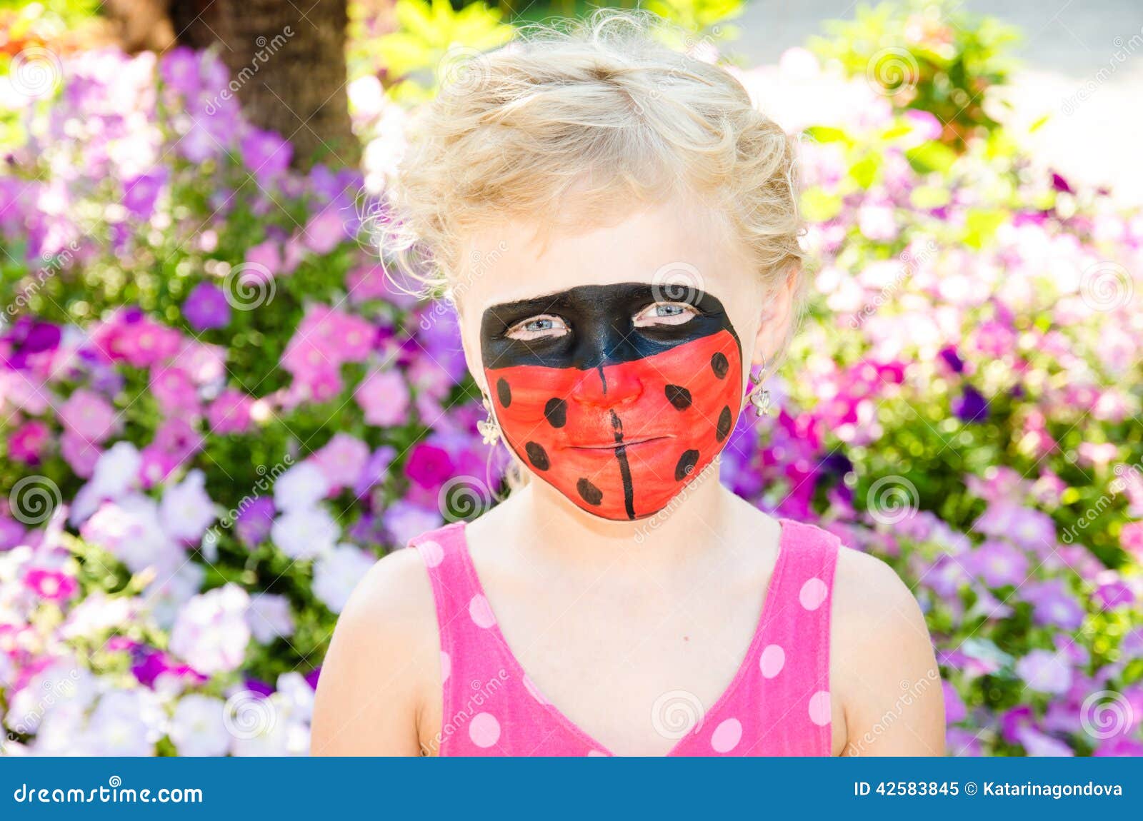 Ladybug face painting stock image. Image of child, birthday - 42583845
