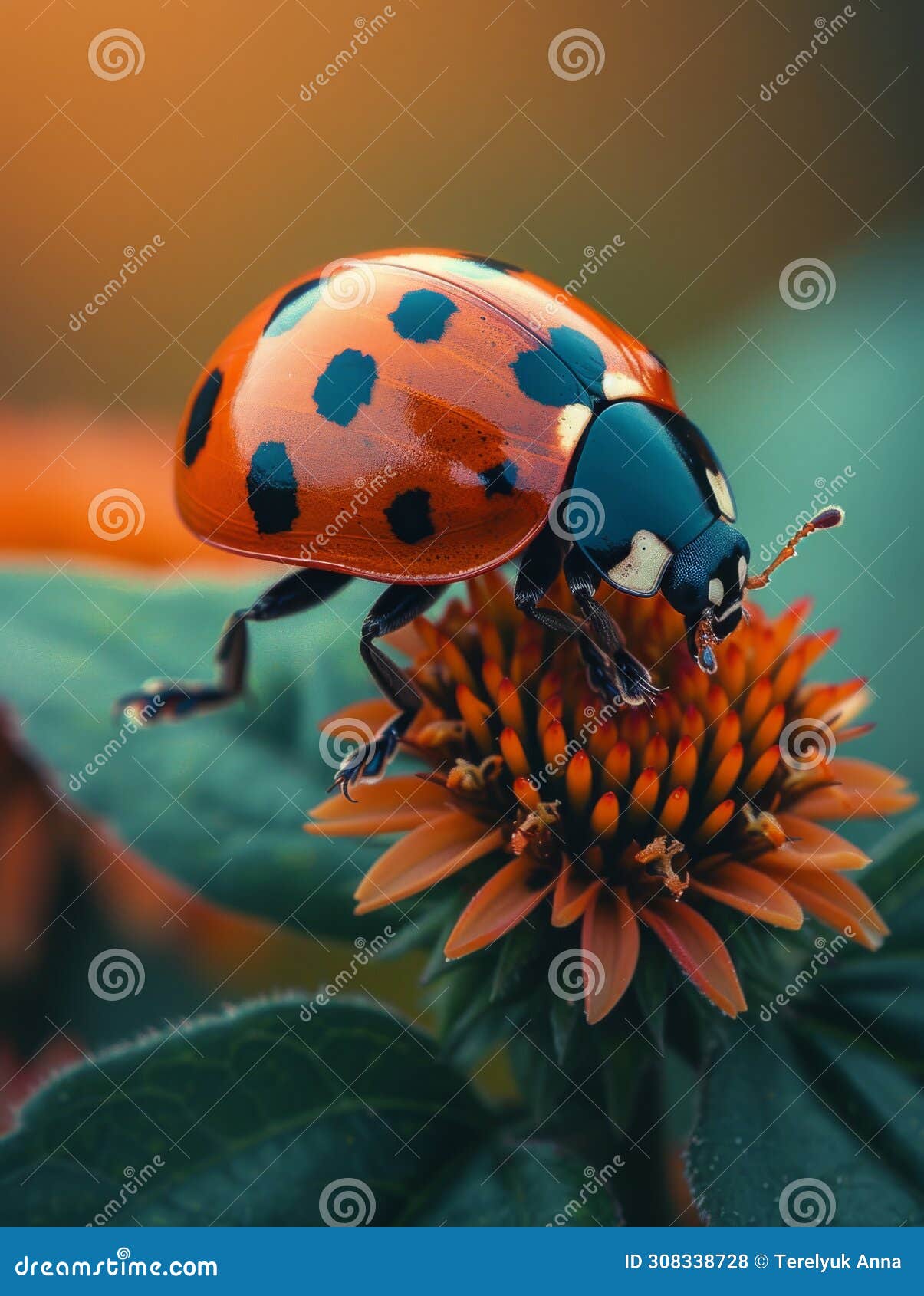 Ladybug on Flower in the Garden Stock Photo - Image of black, botany ...