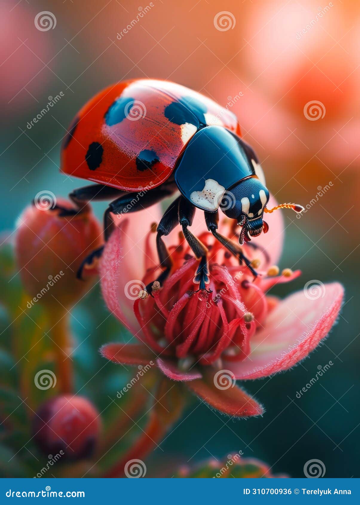 Ladybug on Flower in the Garden Stock Photo - Image of flower, wildlife ...