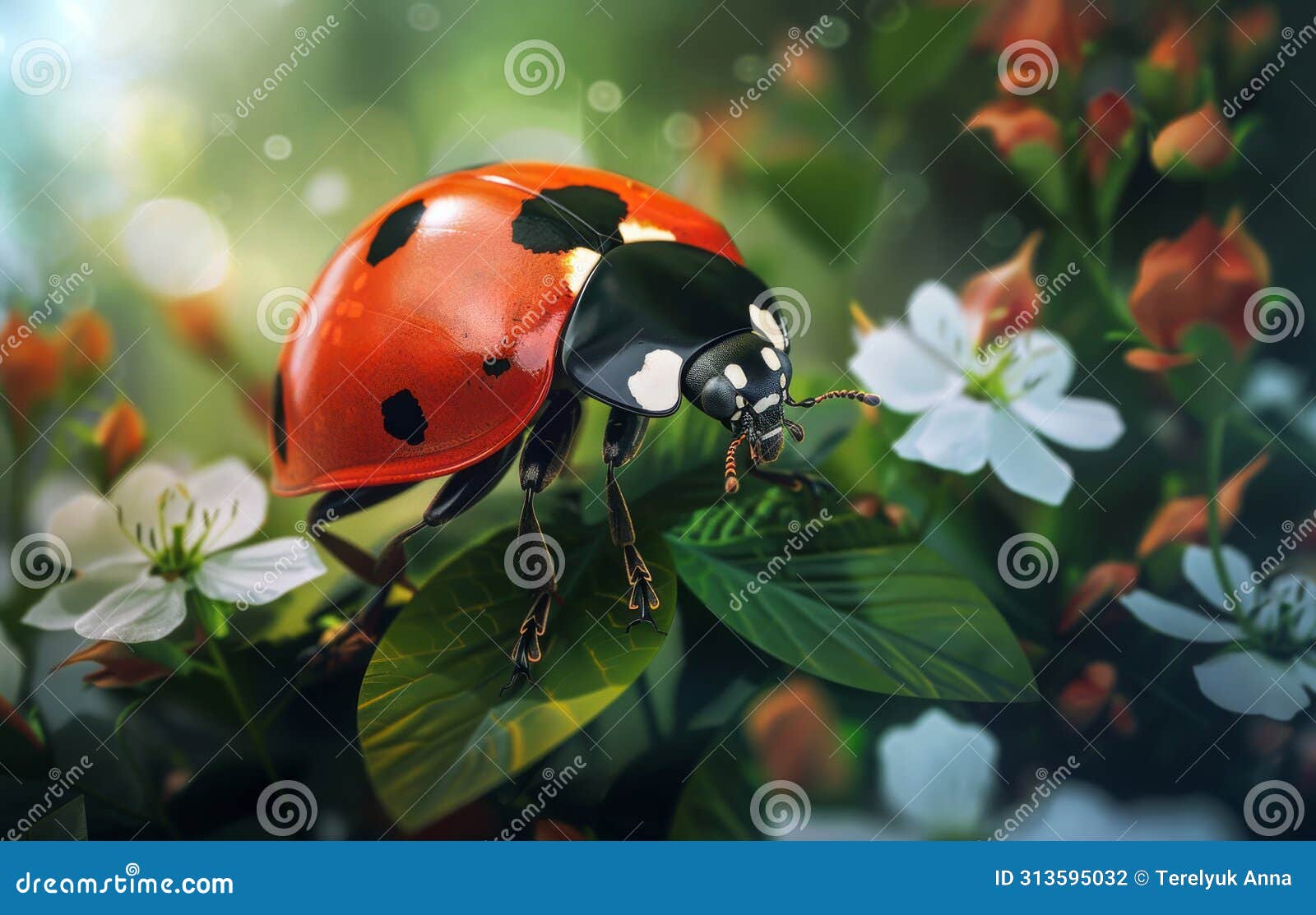 Ladybug on Flower in the Garden. Stock Photo - Image of ladybird ...
