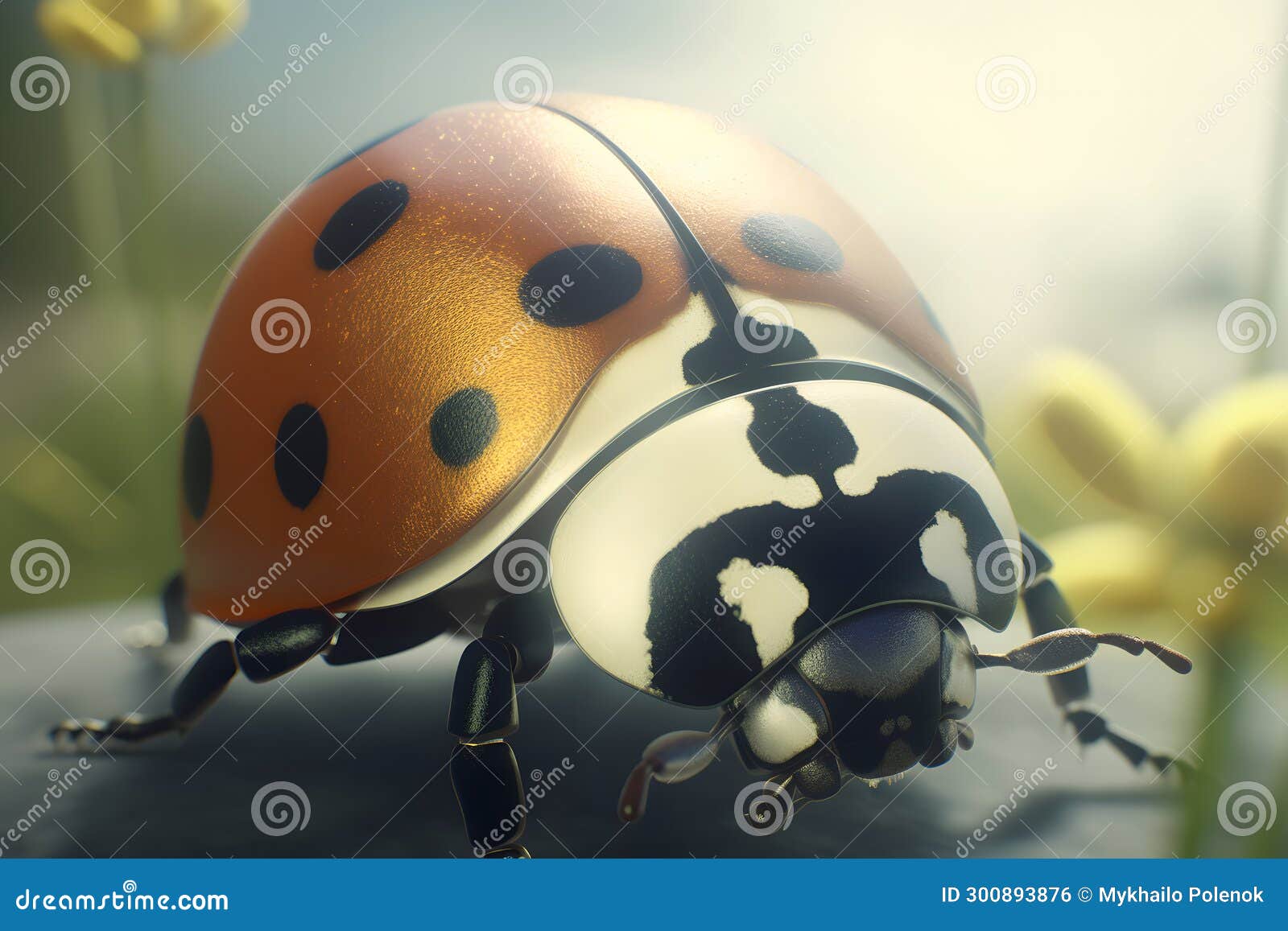 Ladybug on a Flower. Spring Nature Stock Illustration - Illustration of ...