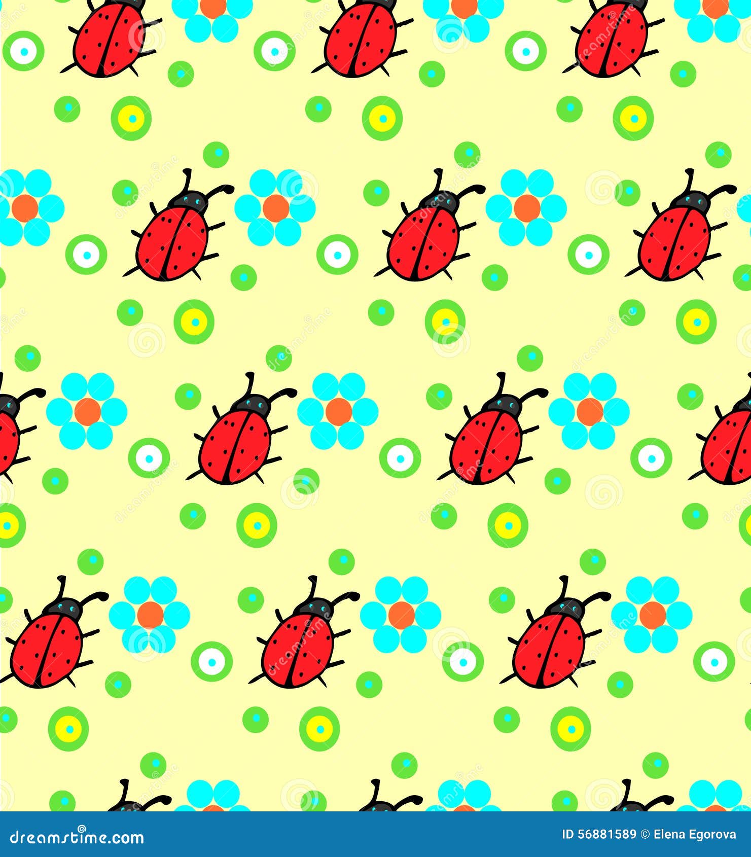 Ladybug flowers pattern stock vector. Illustration of seamless - 56881589