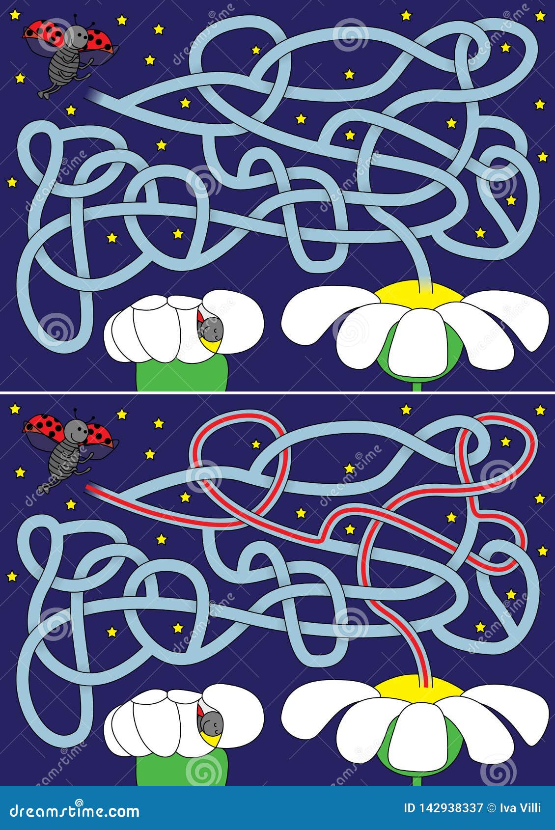 Ladybug maze stock vector. Illustration of game, easy - 142938337