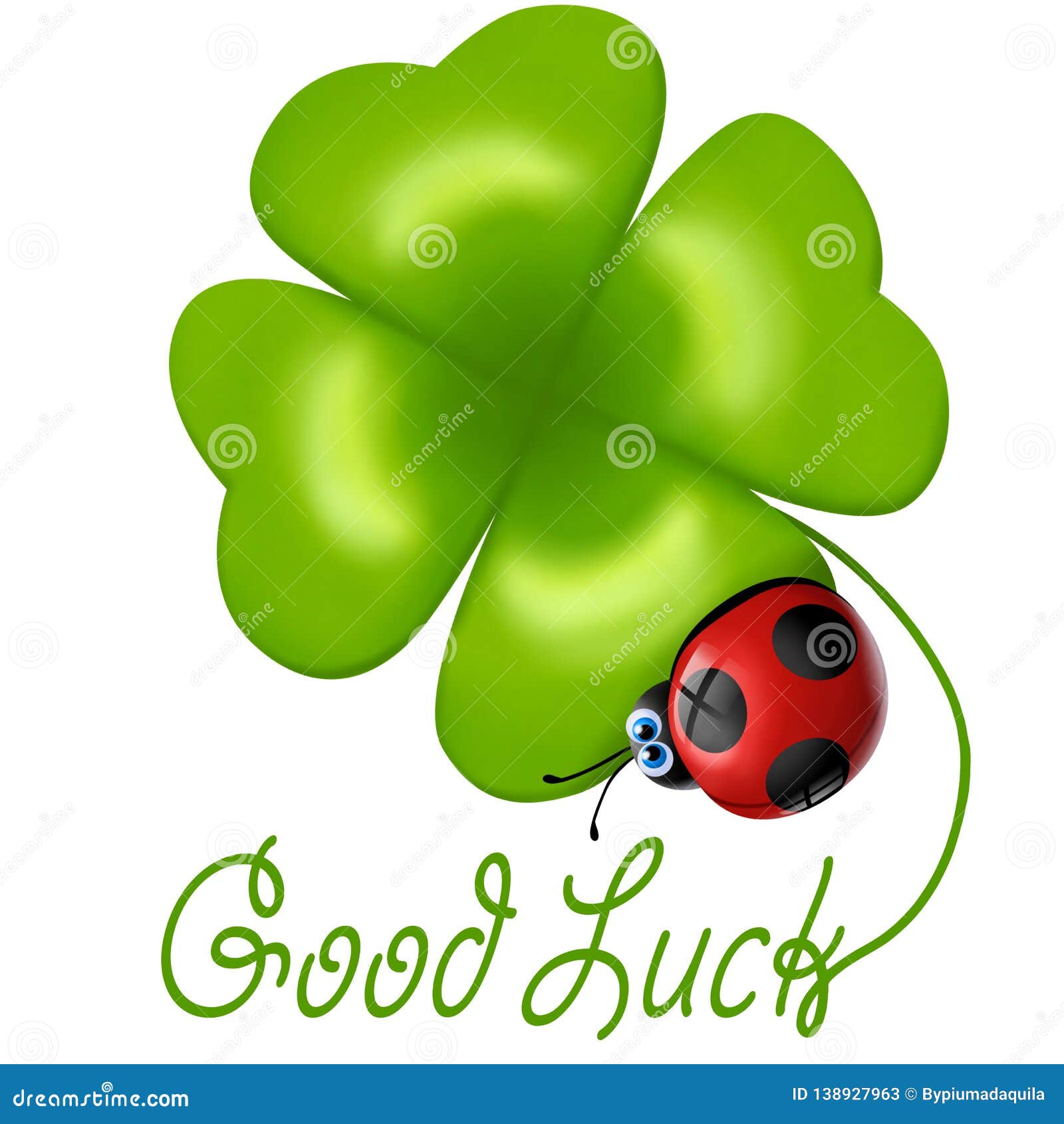 Ladybug with Four-leaf Clover Stock Illustration - Illustration of ...