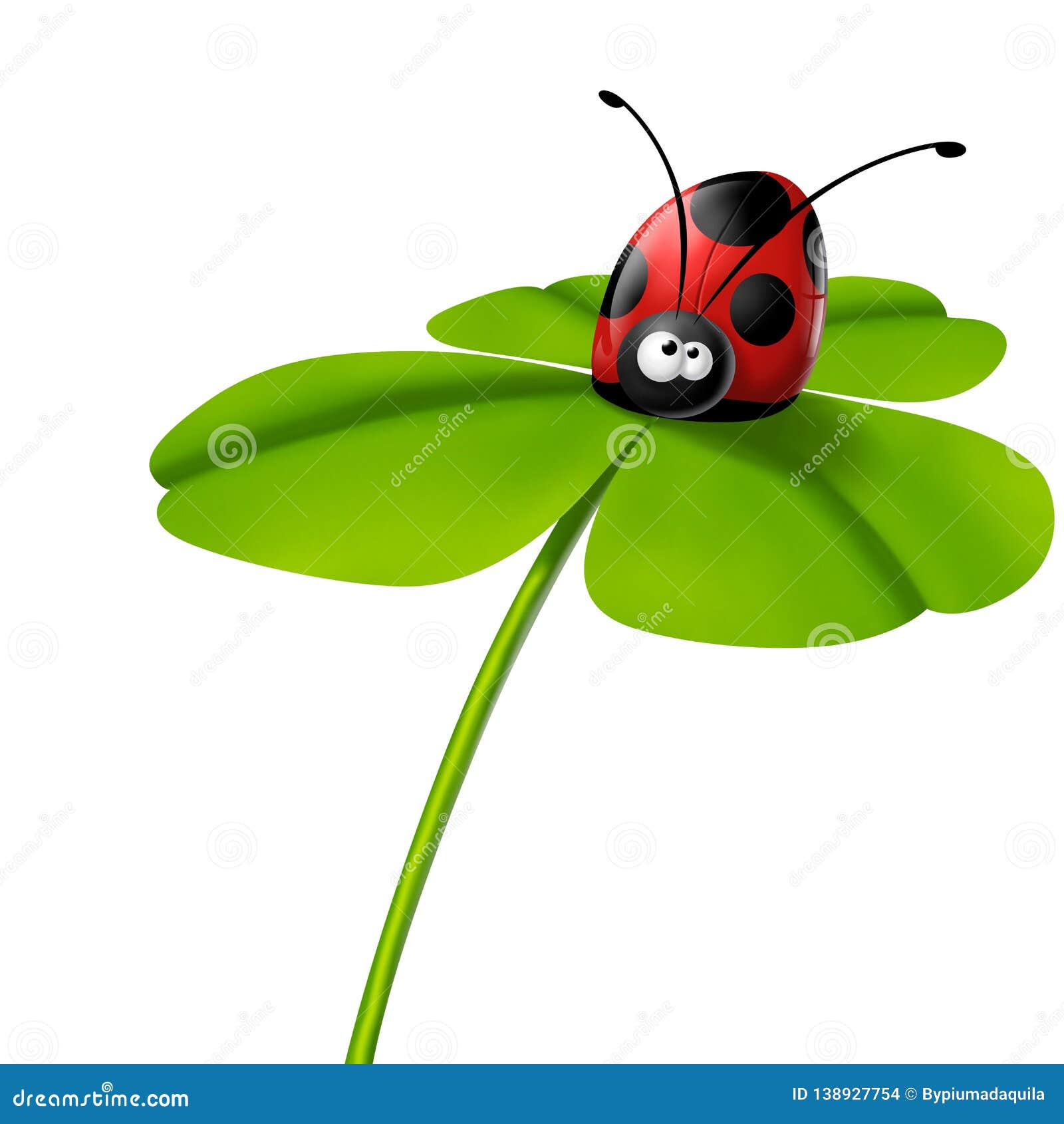 Ladybug with Four-leaf Clover in Hand Stock Illustration - Illustration ...