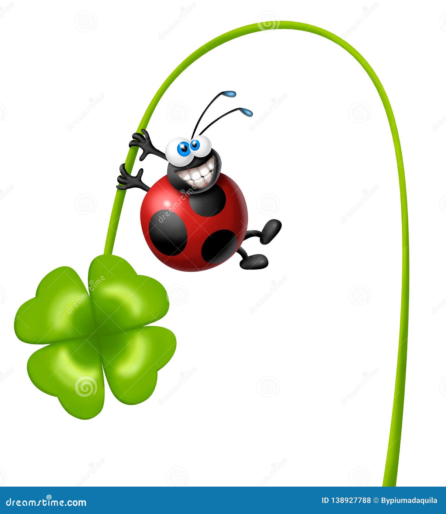 Ladybug with Four-leaf Clover Stock Illustration - Illustration of leaf ...