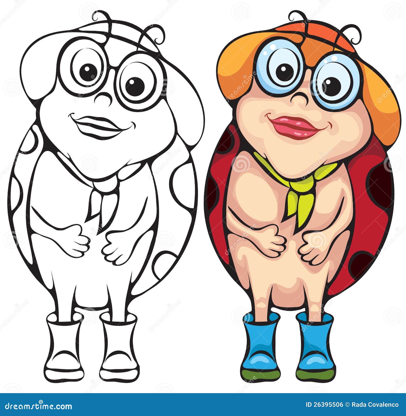 Ladybug with Glasses and Hat Stock Vector - Illustration of happiness ...