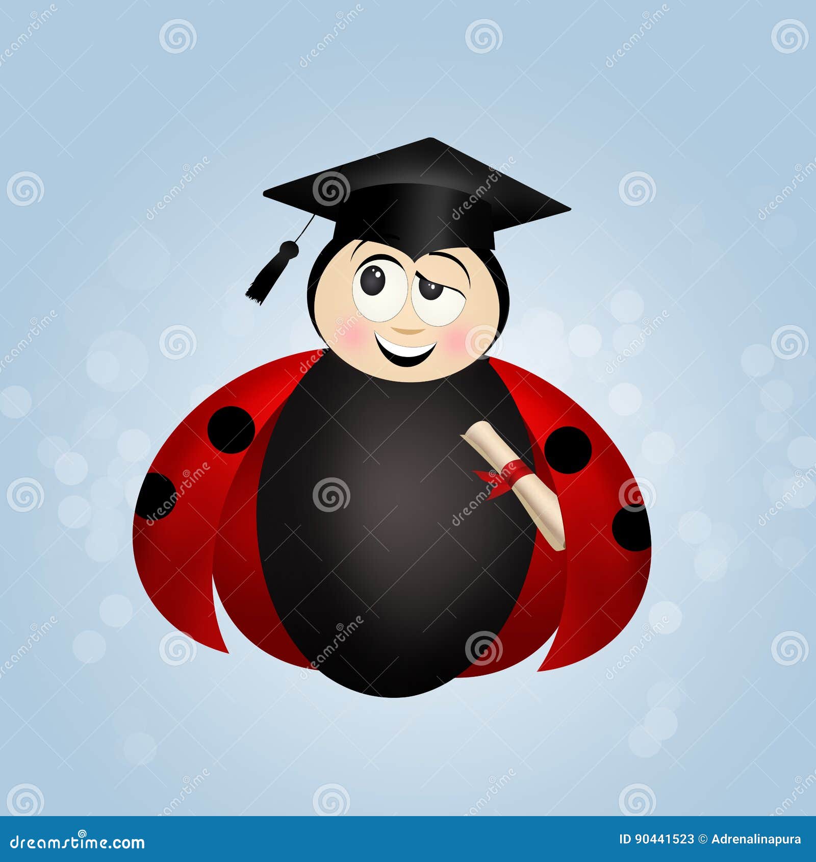Ladybug graduate stock illustration. Illustration of postcard - 90441523