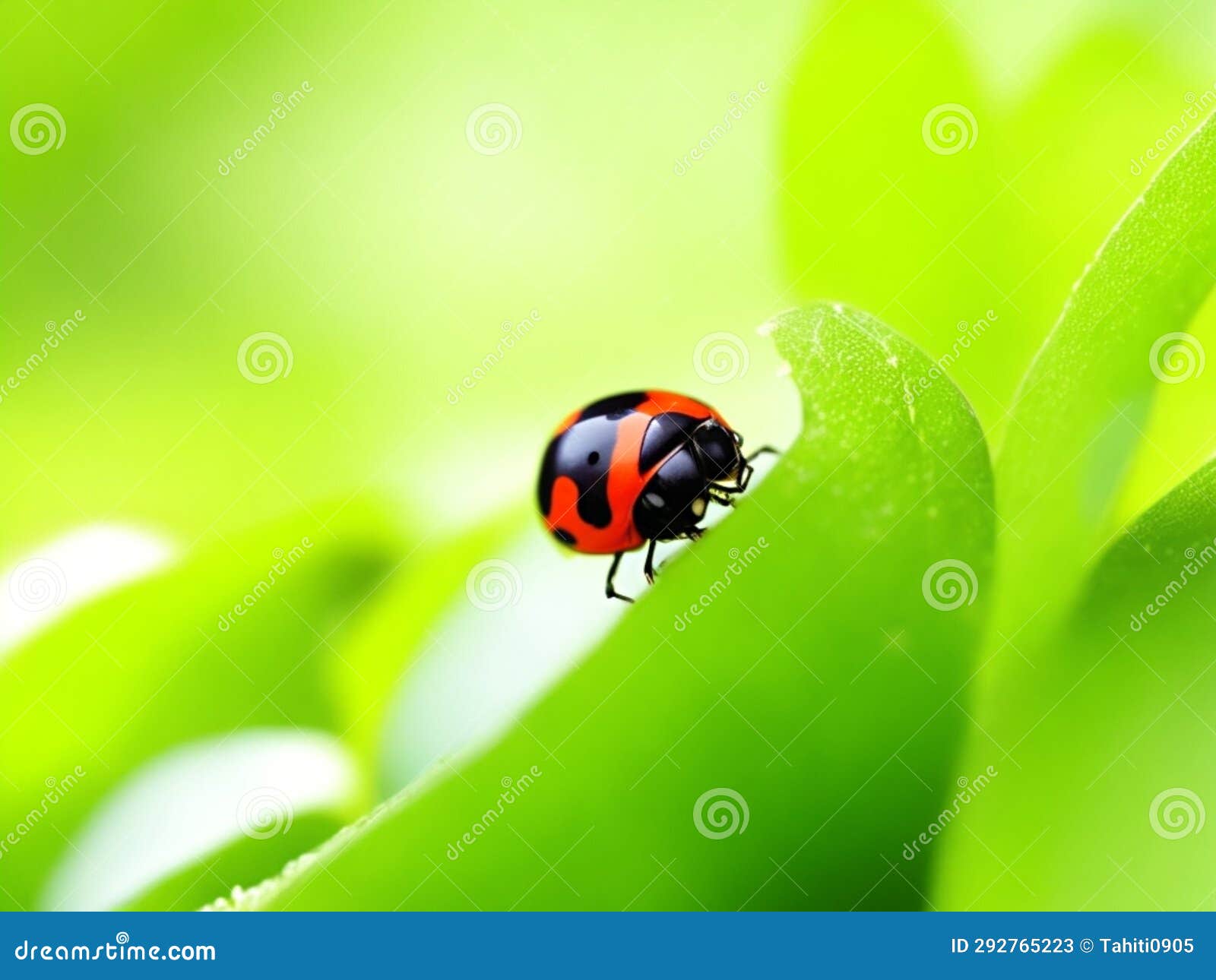 Ladybug on Green Nature Background Close Up Stock Illustration ...