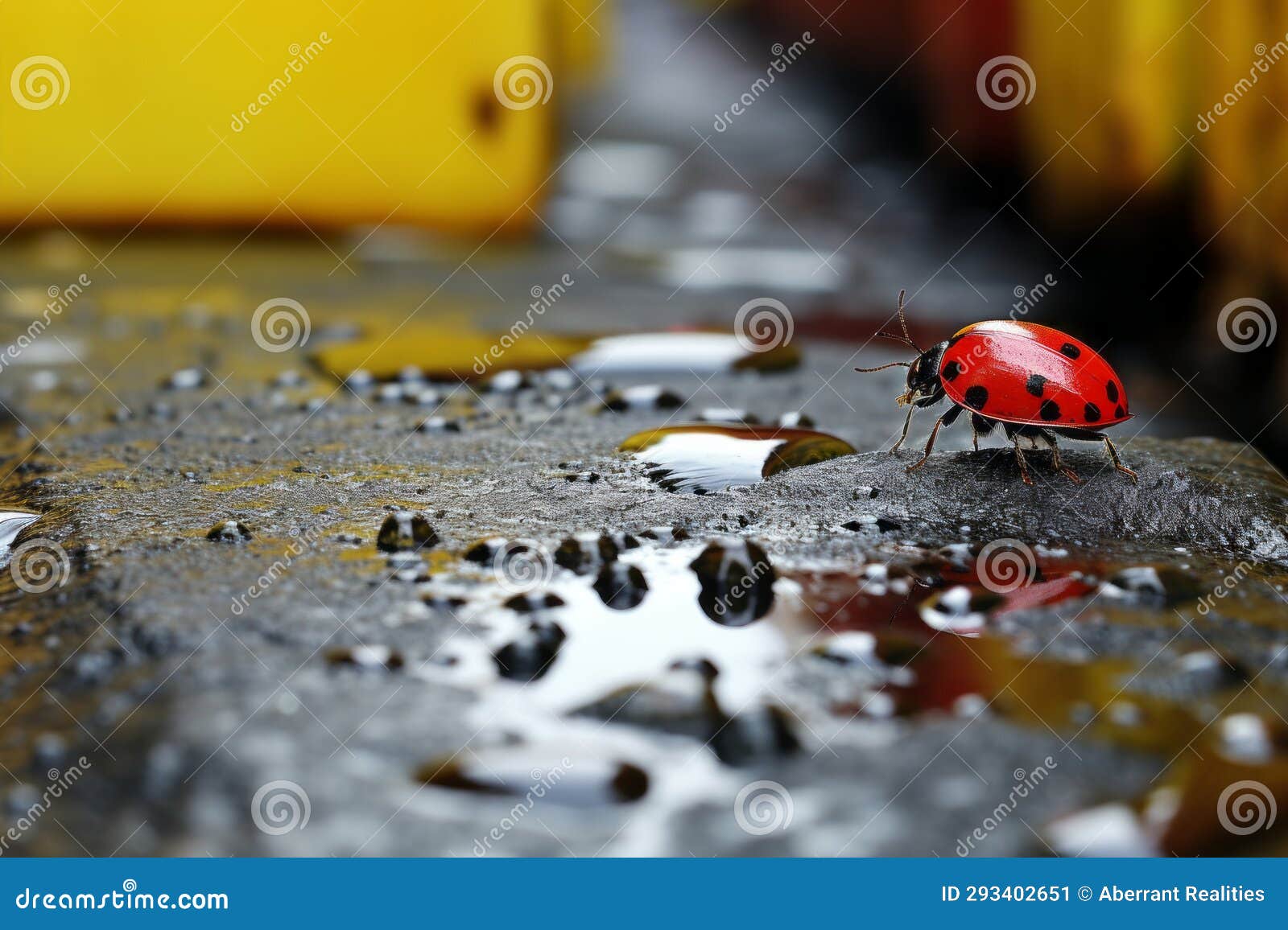 A Ladybug on the Ground with Water Droplets on it Stock Illustration ...