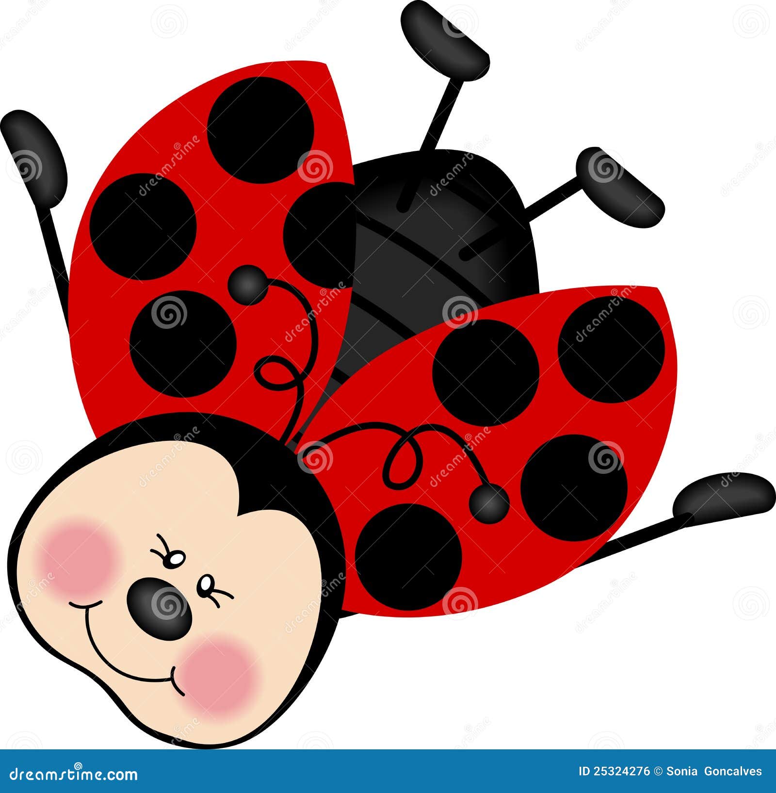 Ladybug Happy Flying stock vector. Illustration of clip - 25324276