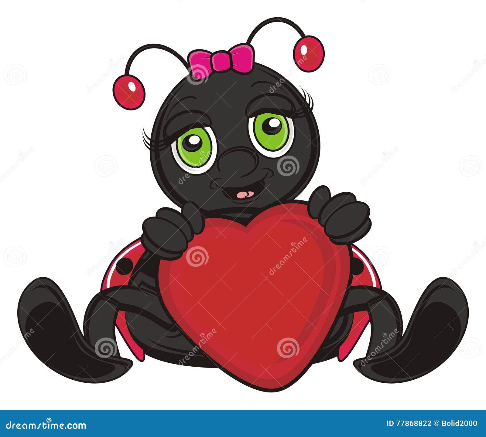 Ladybug with heart stock illustration. Illustration of love - 77868822