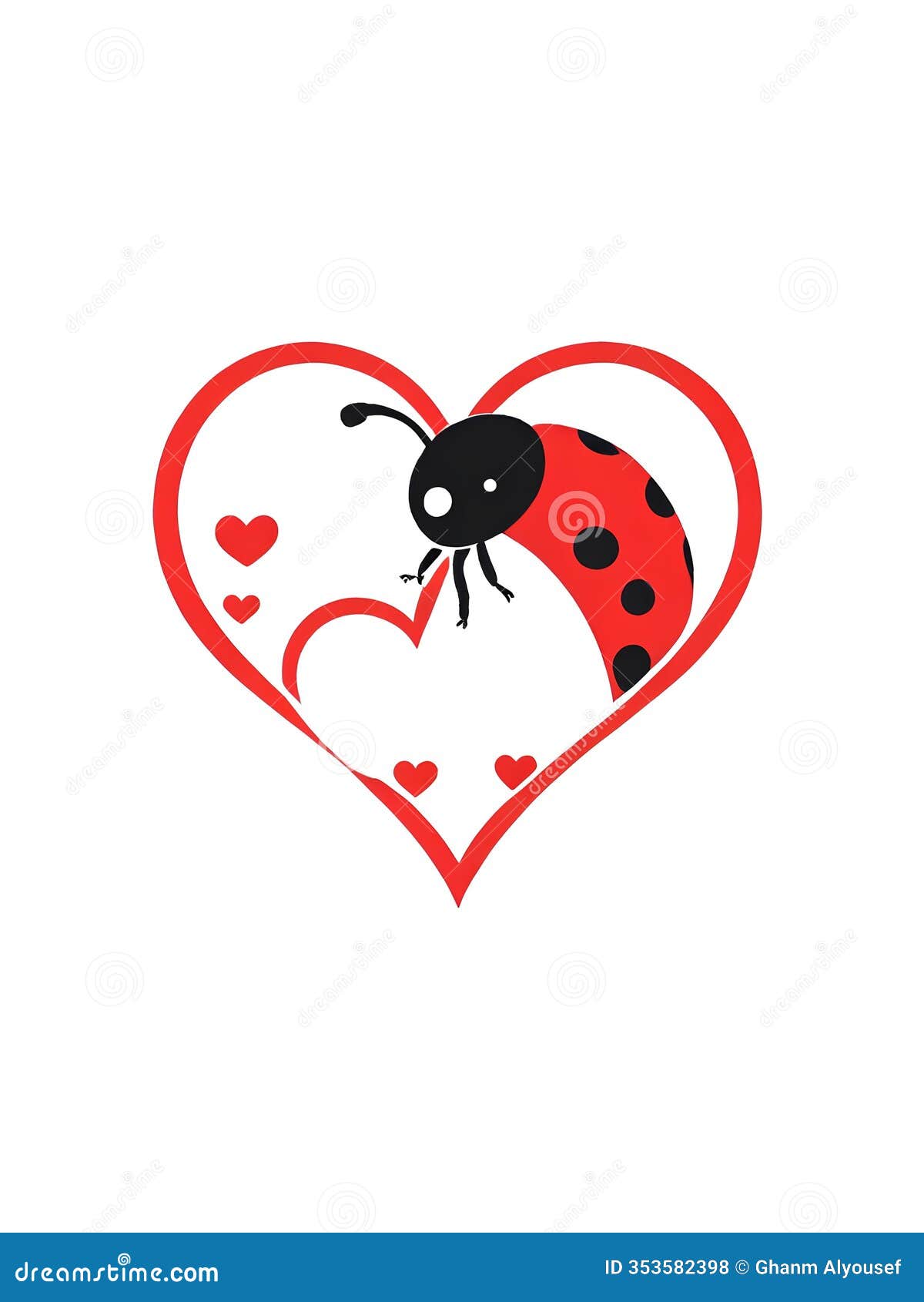 Ladybug With Heart Shape Line. Cute Ladybird With Line Route. Stock ...