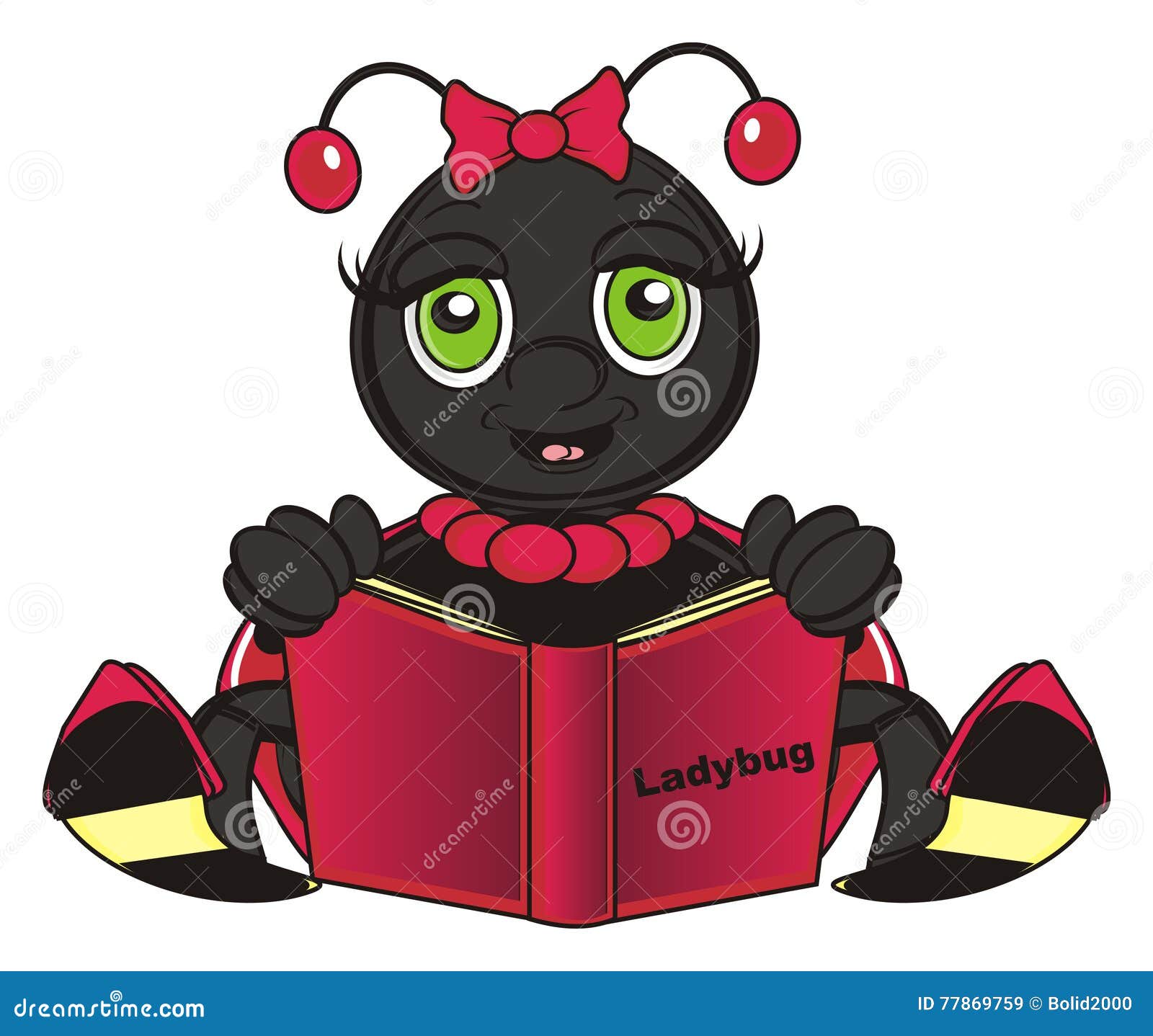Ladybug hold a book stock illustration. Illustration of read - 77869759