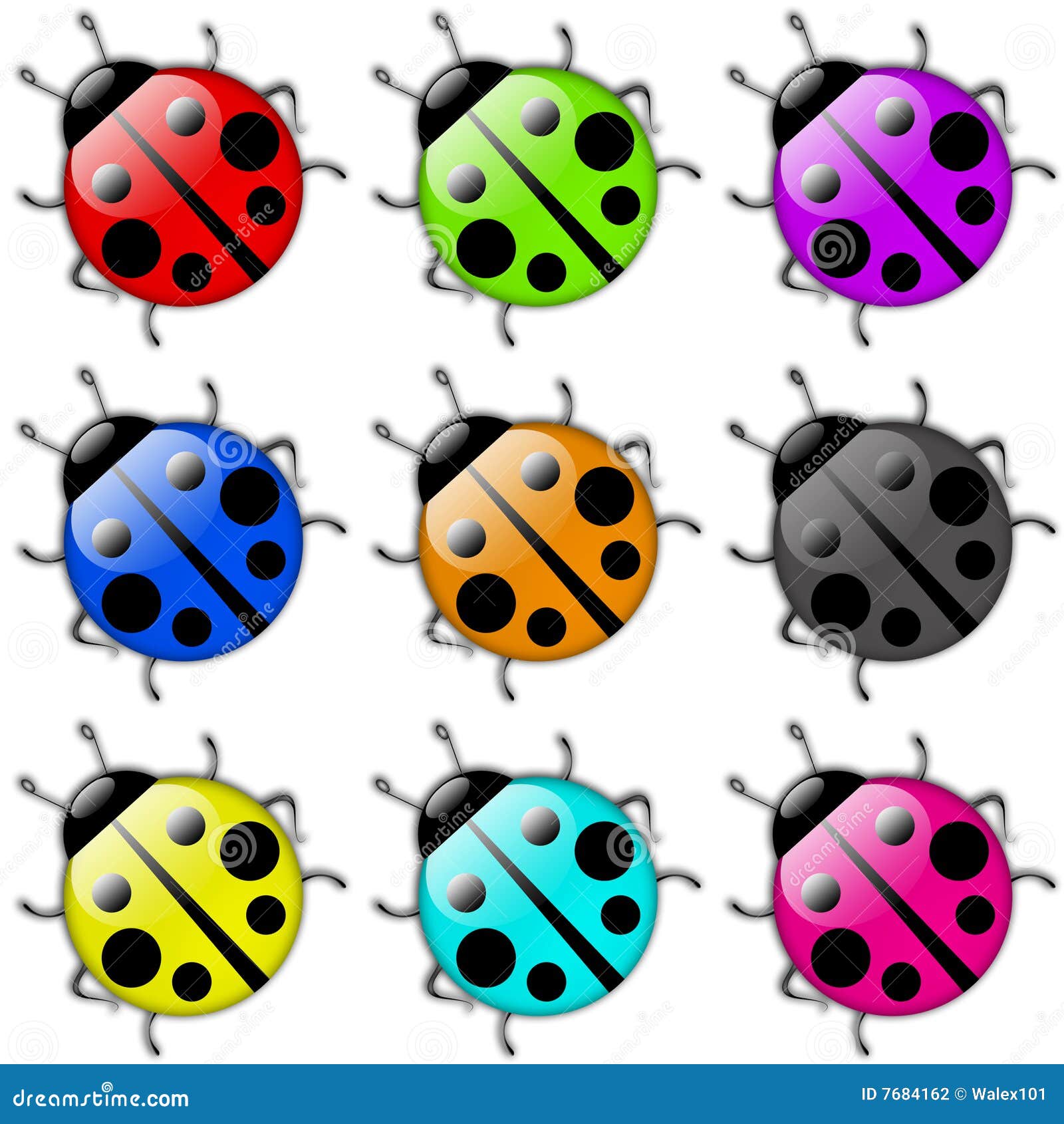 Ladybug icon set stock illustration. Illustration of comics - 7684162