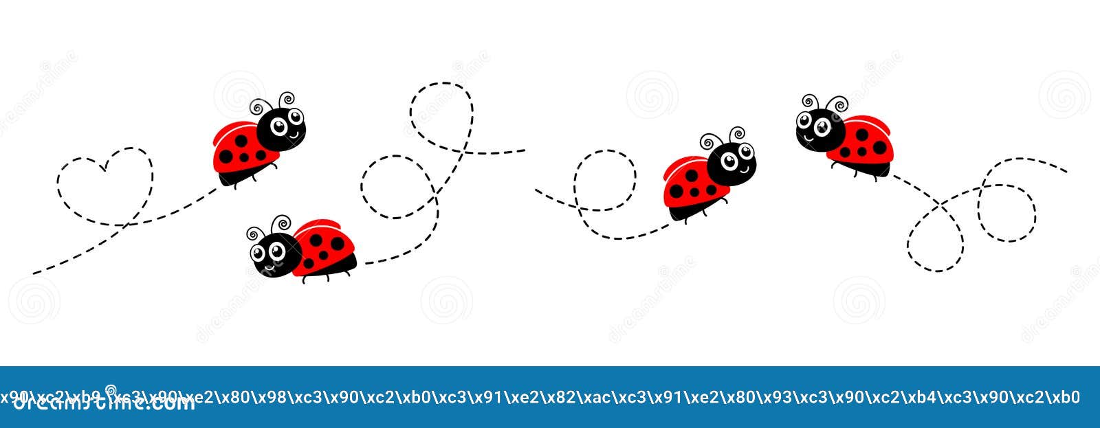 Ladybug Flying on Dotted Route Stock Illustration - Illustration of ...