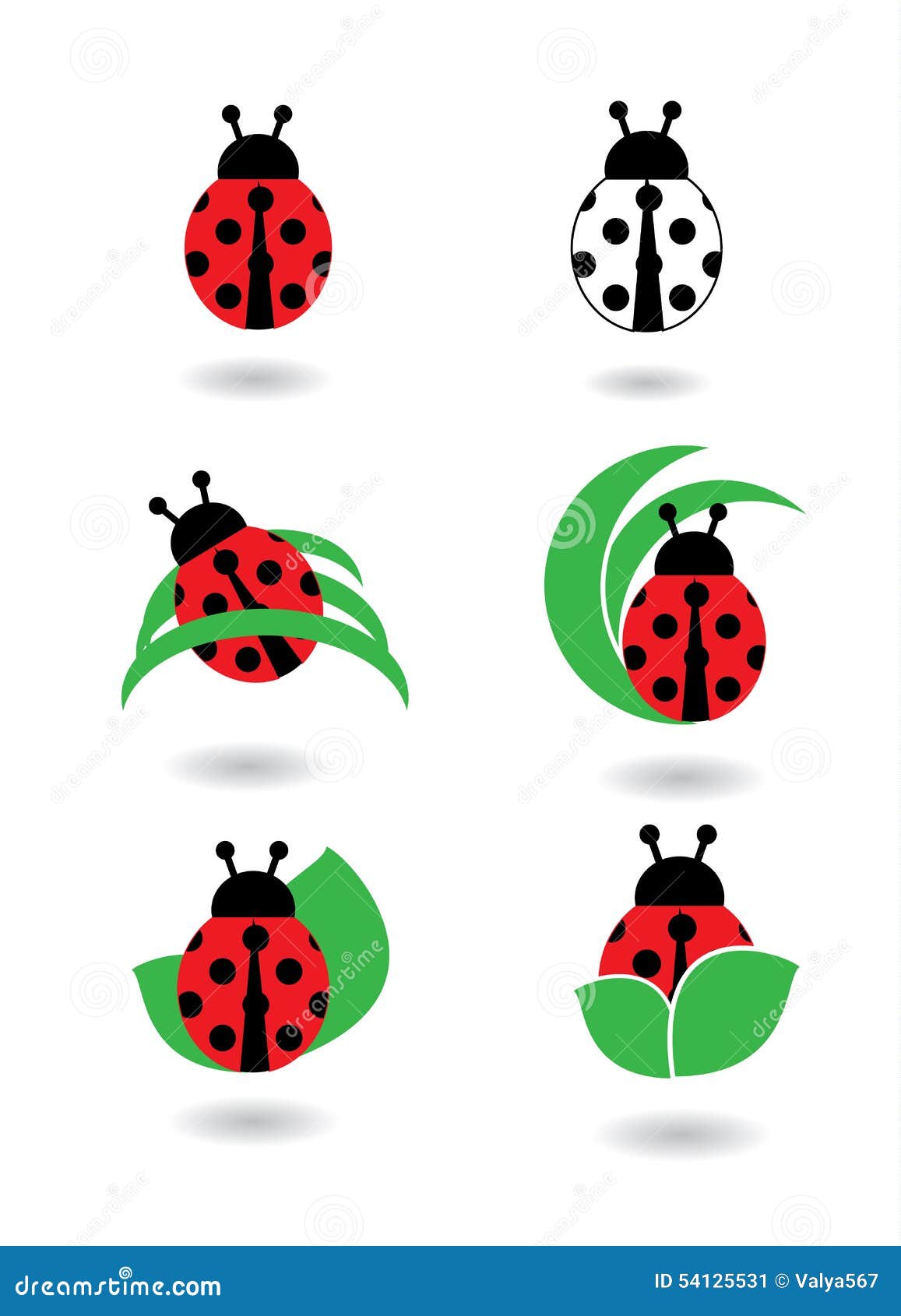 Ladybug icons set stock vector. Illustration of dots - 54125531