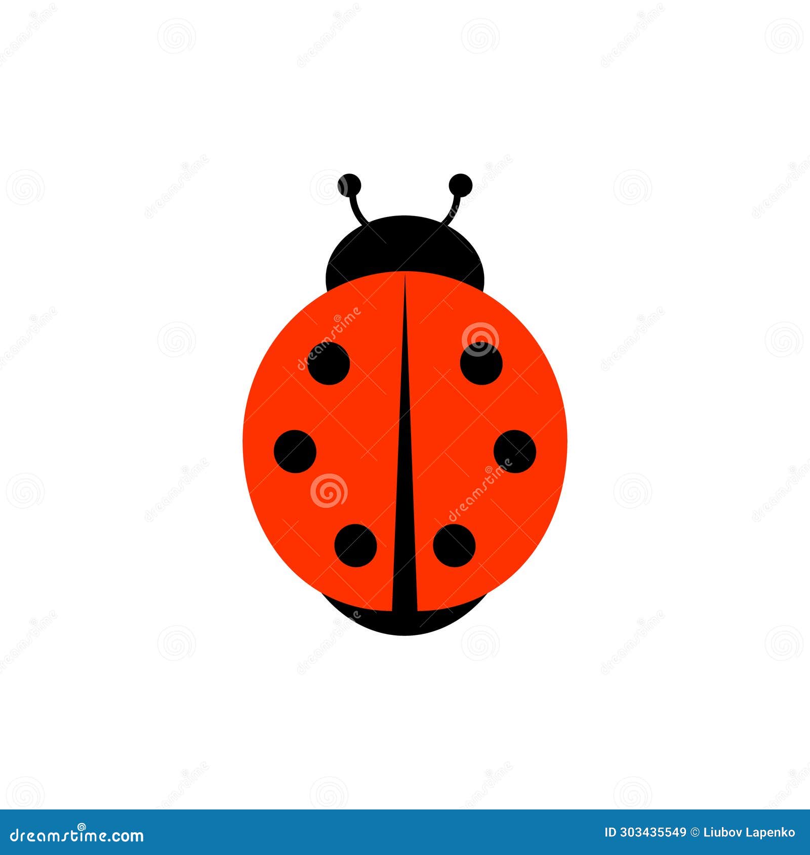 Ladybug Insect. Red Beetle with Black Dots, Circles Stock Vector ...