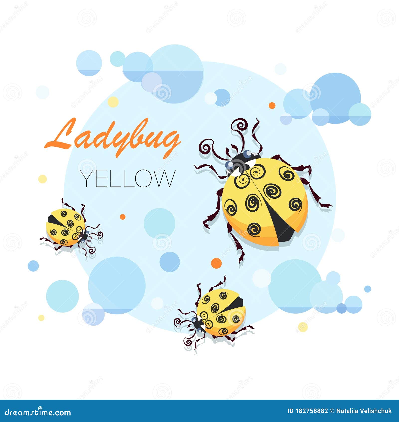 Ladybug, Ladybird. Vector Cartoon Character. Emblem. Cute Yellow ...