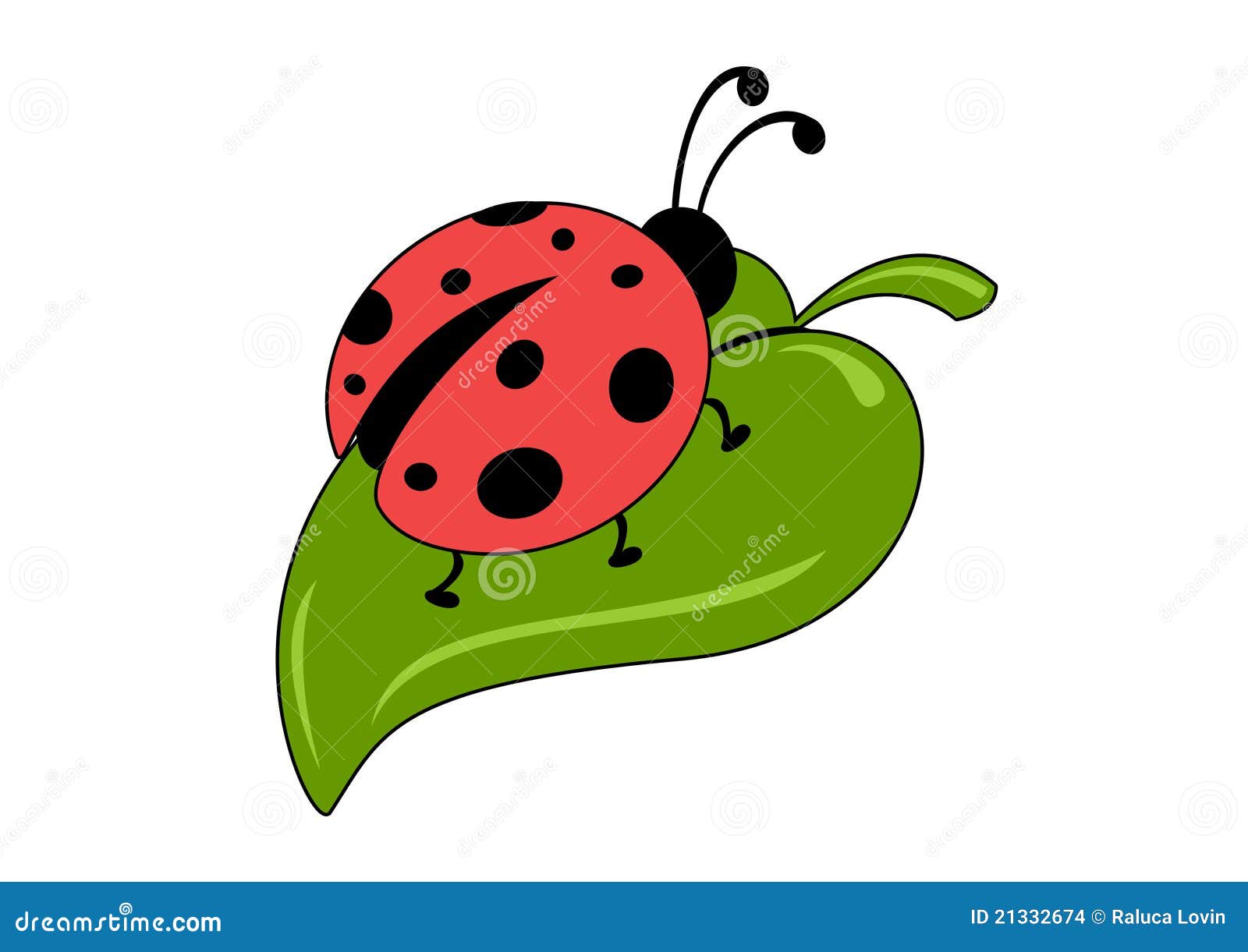 Ladybug On A Leaf Clip Art
