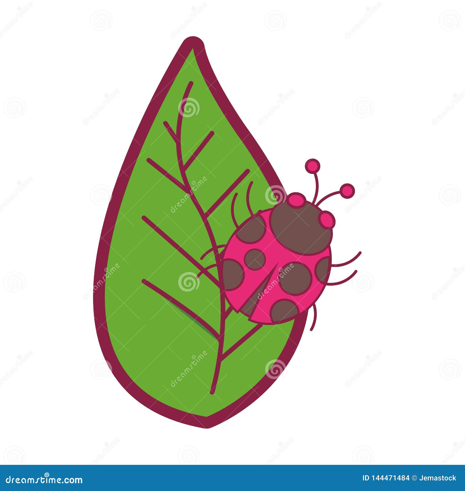 Ladybug on leaf stock vector. Illustration of charming - 144471484