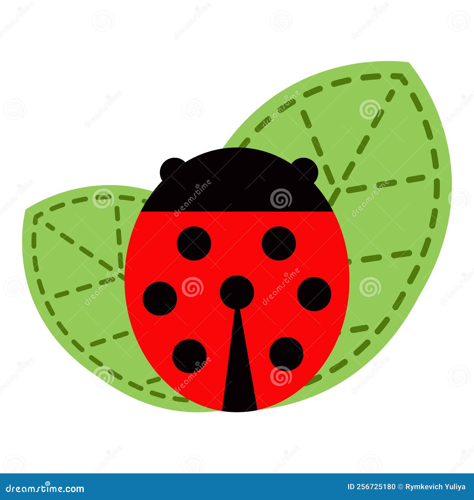Ladybug on a leaf stock vector. Illustration of cartoon - 256725180