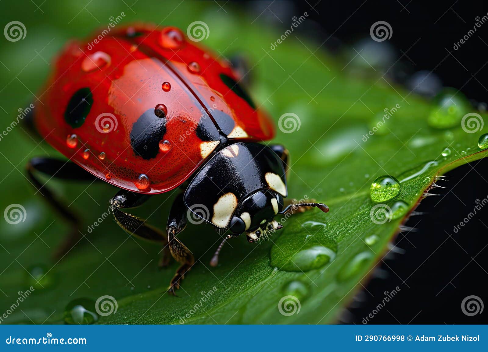A ladybug on a leaf stock illustration. Illustration of ladybug - 290766998