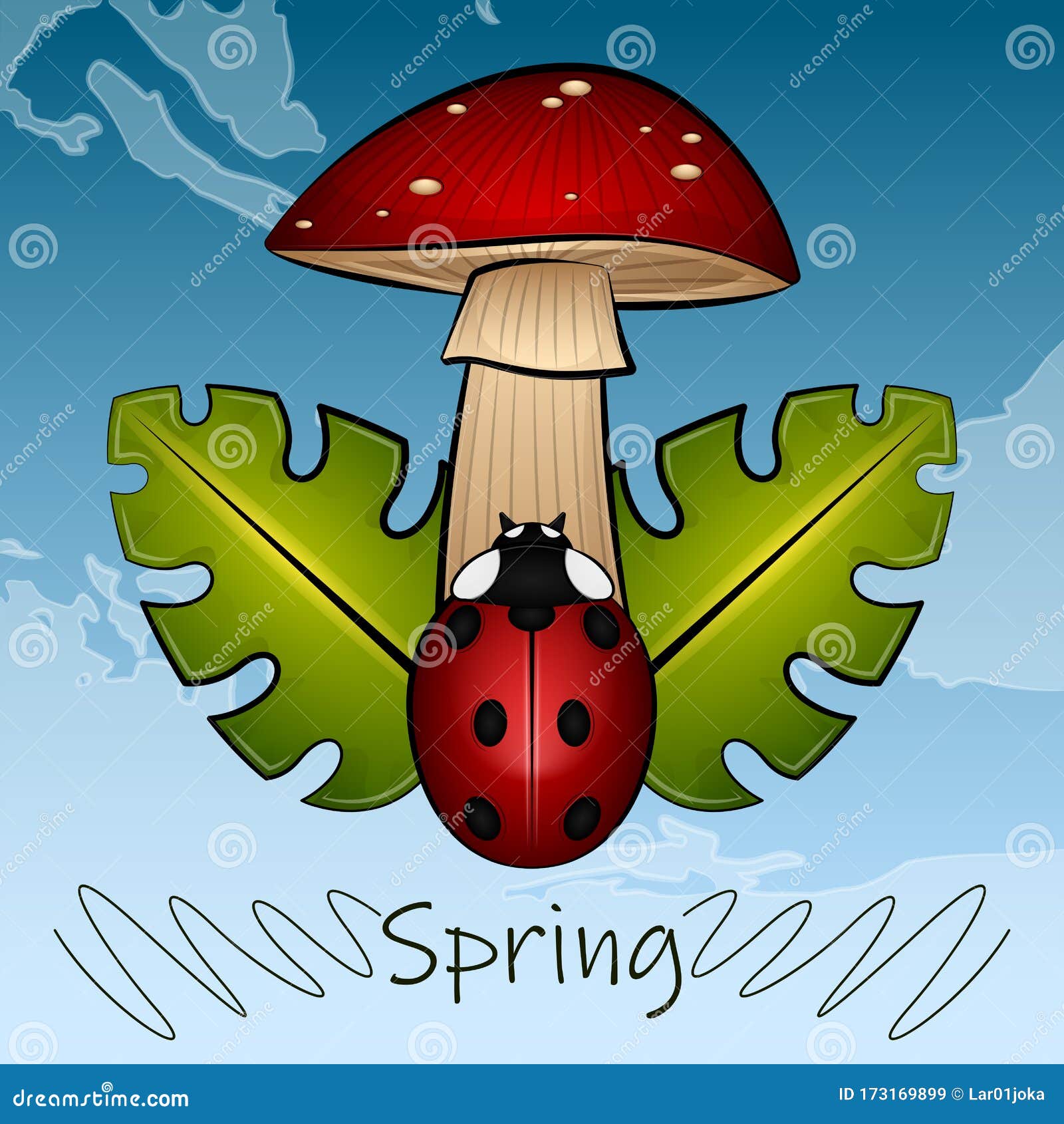 Ladybug on a leaf stock vector. Illustration of cartoon - 173169899