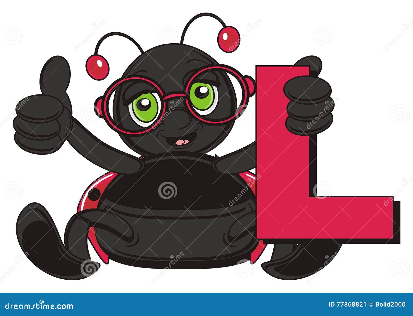 Ladybug with letter L stock illustration. Illustration of black - 77868821