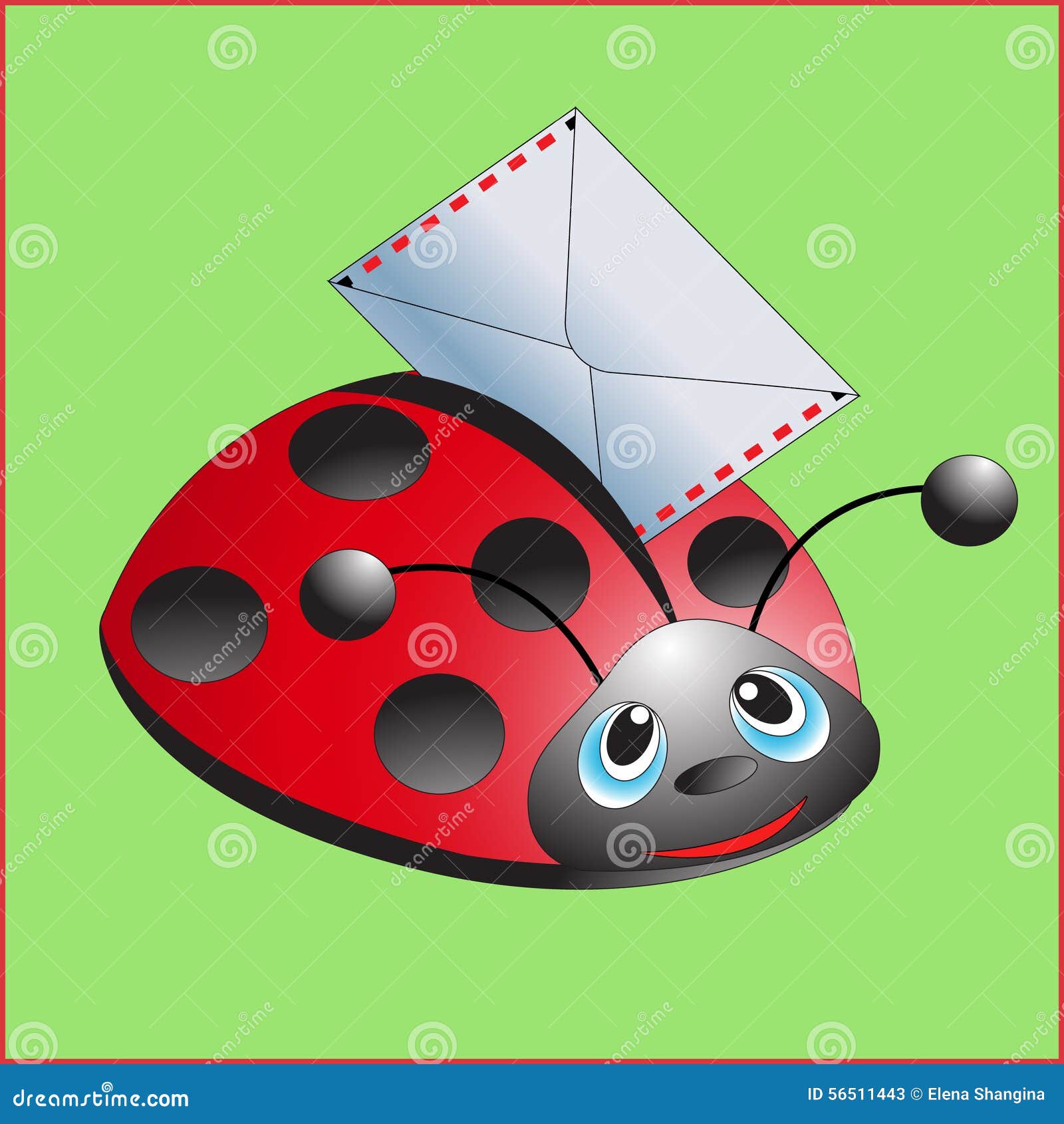 Ladybug with the letter. stock vector. Illustration of spotted - 56511443