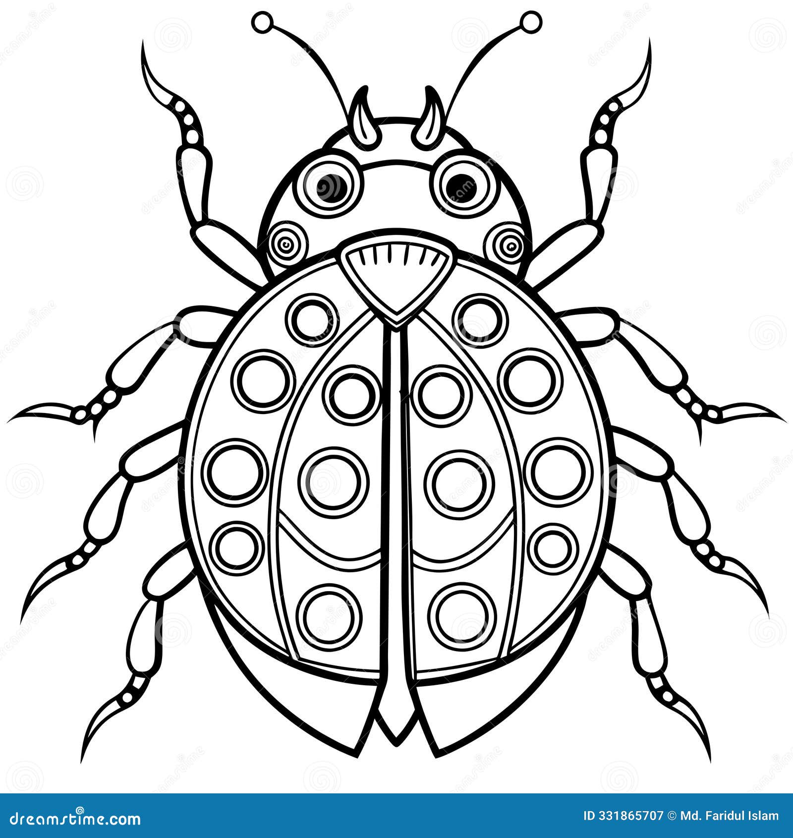 Ladybug Line Art Illustration, Black And White Insect Drawing For ...