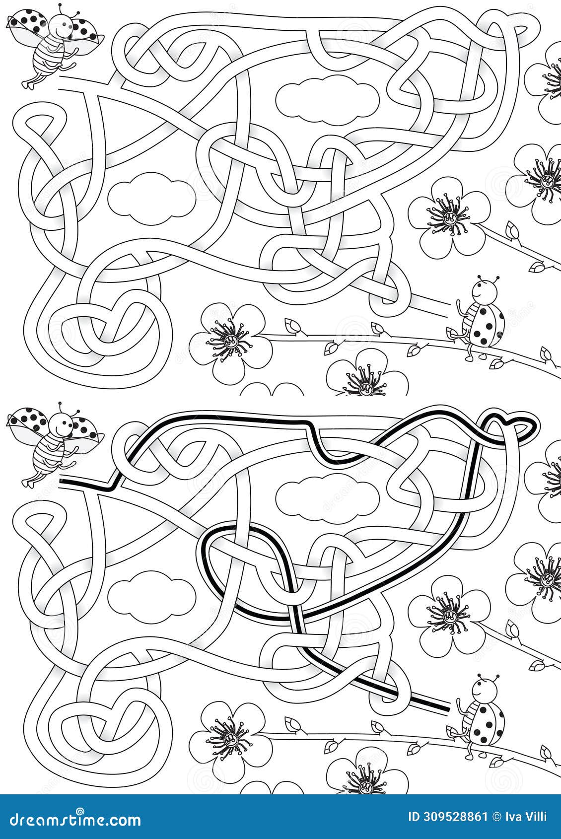 Ladybug maze stock vector. Illustration of maze, labyrinth - 309528861