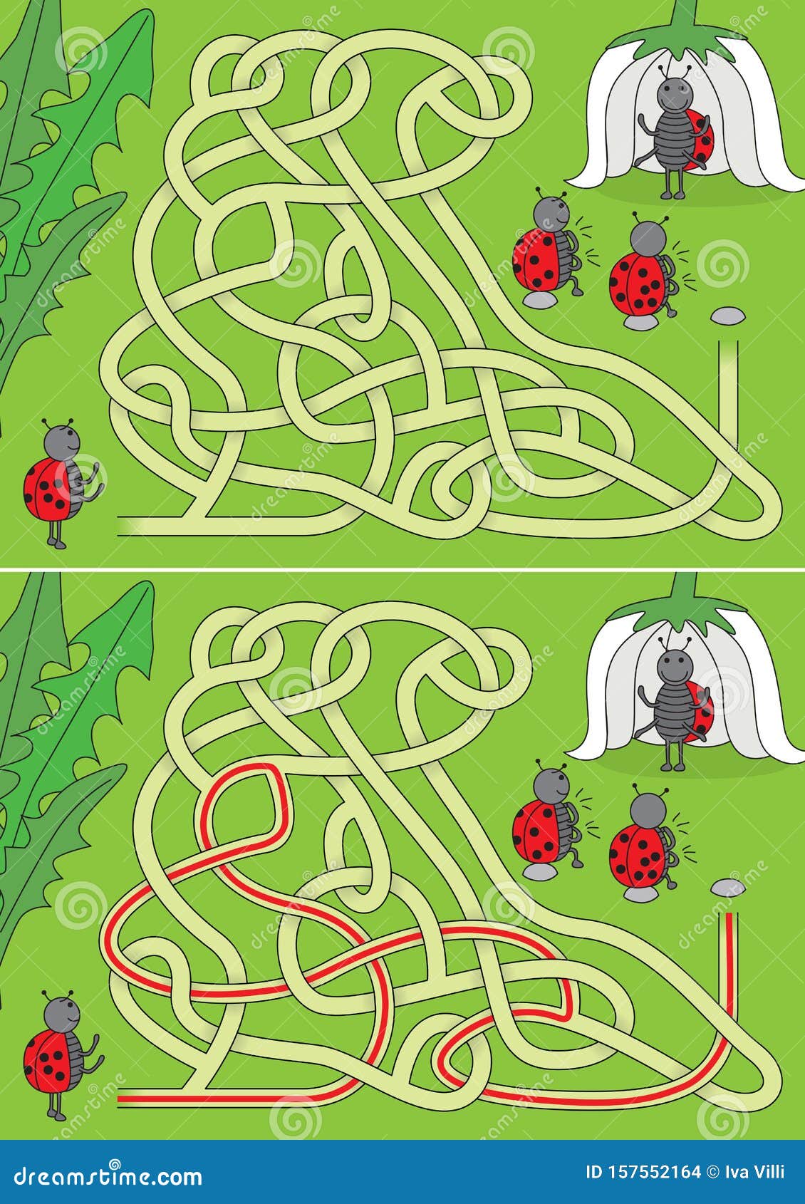 Ladybug maze stock vector. Illustration of game, cartoon - 157552164