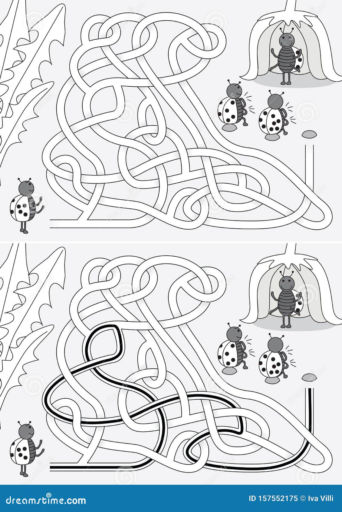 Ladybug maze stock vector. Illustration of ladybird - 157552175