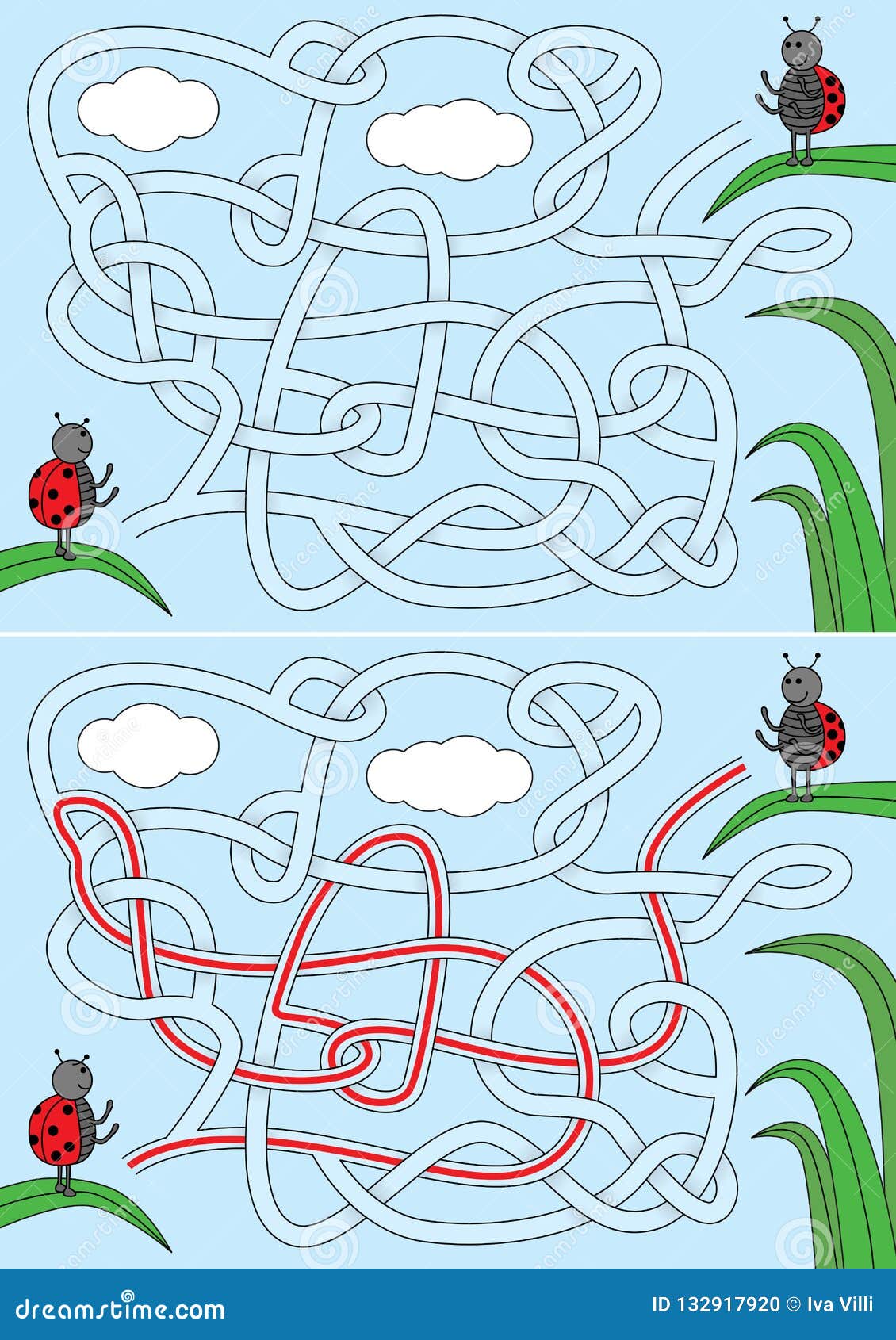 Ladybug maze stock vector. Illustration of game, labyrinth - 132917920