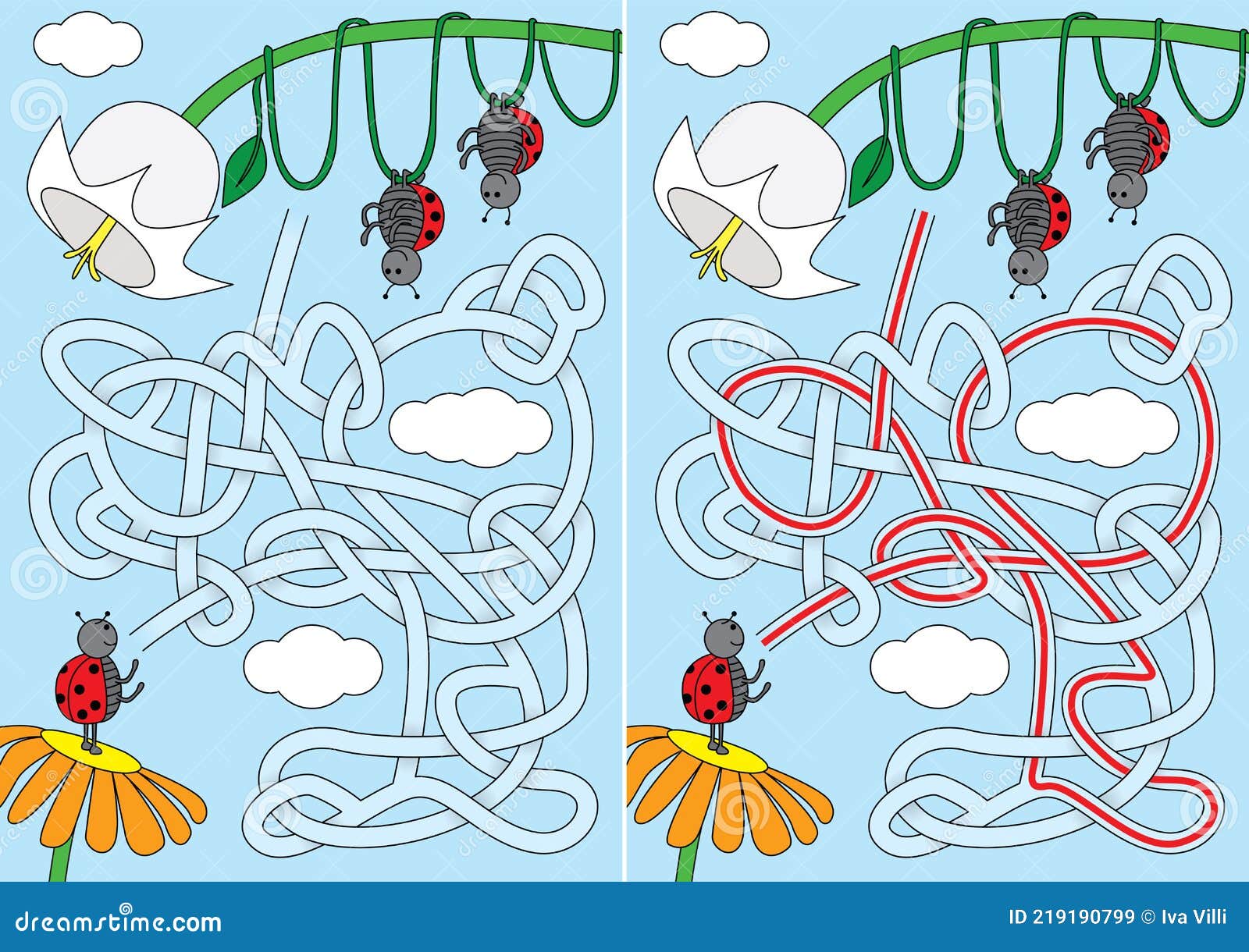 Ladybug maze stock vector. Illustration of game, puzzle - 219190799