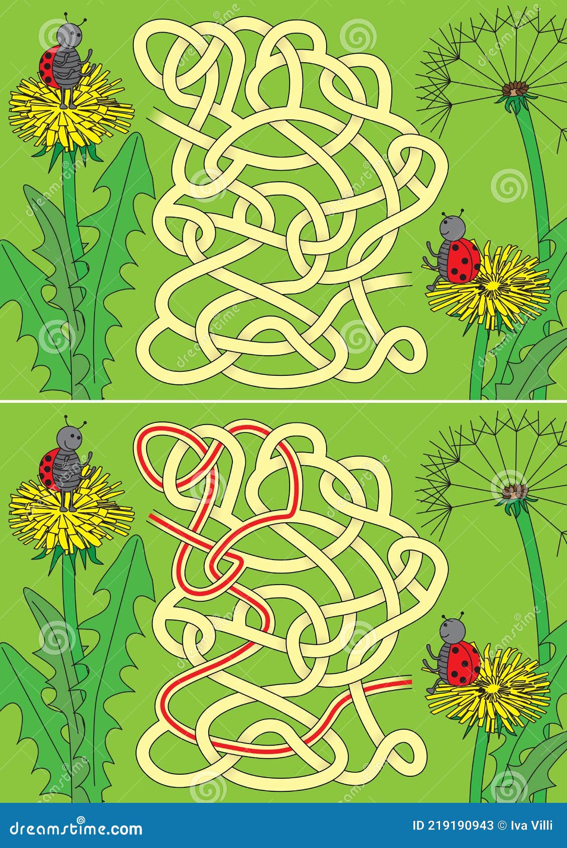 Ladybug maze stock vector. Illustration of easy, labyrinth - 219190943