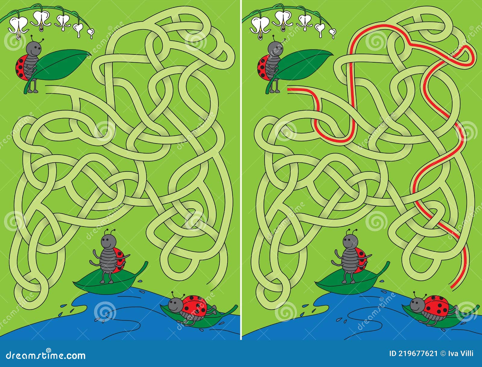 Ladybug maze stock illustration. Illustration of ladybug - 219677621