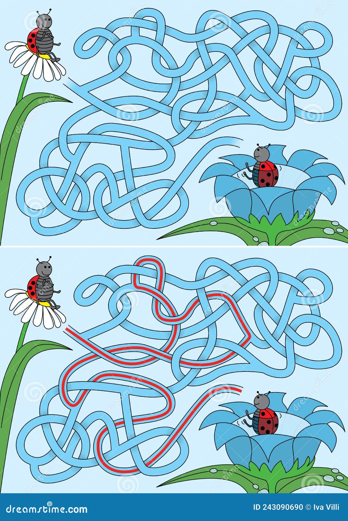 Ladybug maze stock vector. Illustration of puzzle, ladybird - 243090690